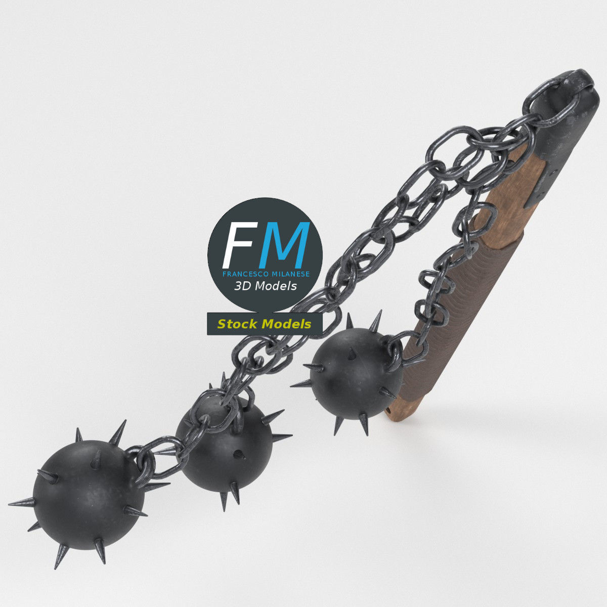 Three ball medieval flail 3D model | CGTrader