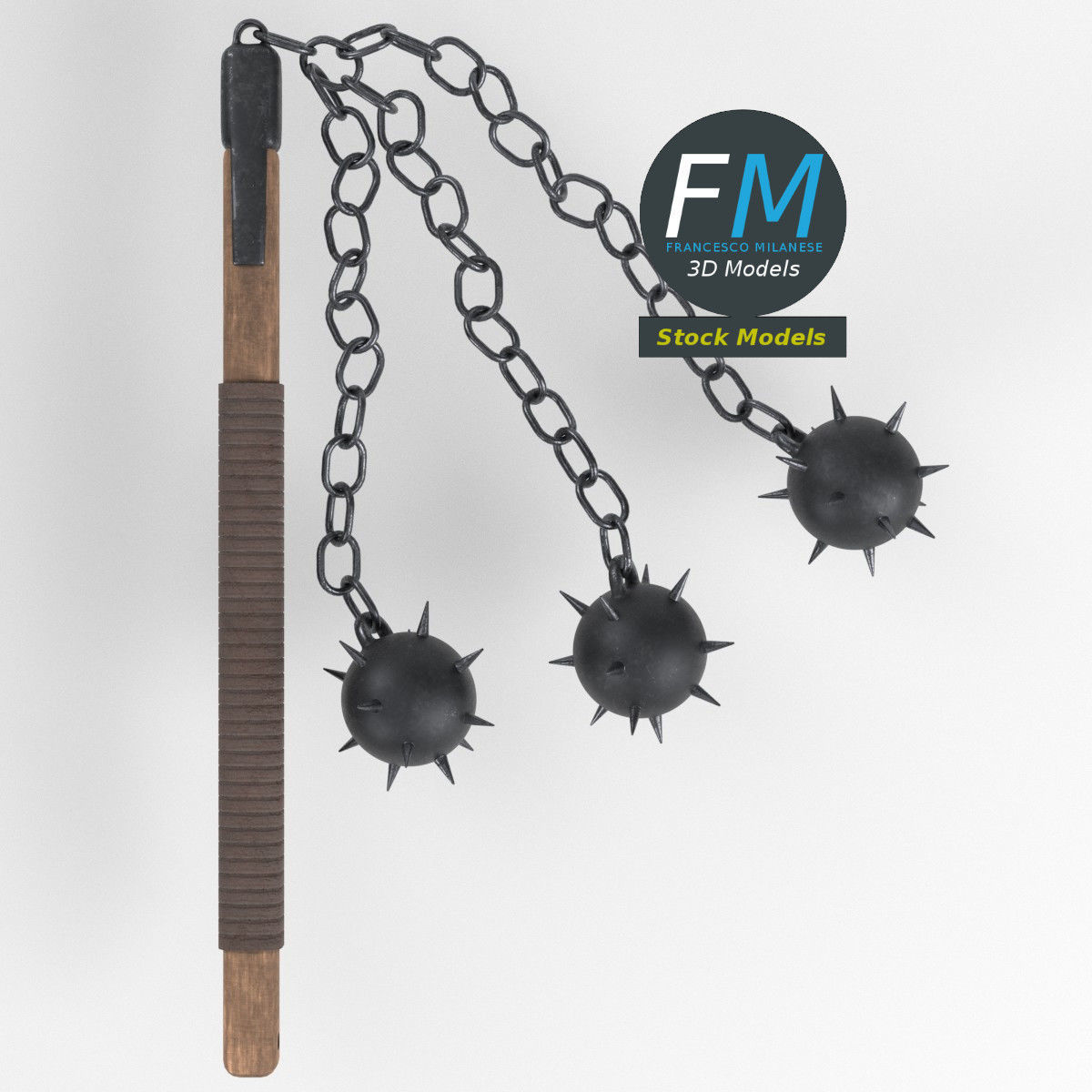 Three ball medieval flail 3D model | CGTrader