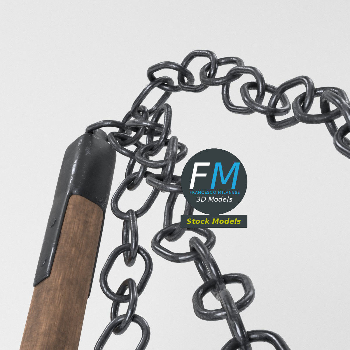 Three ball medieval flail 3D model | CGTrader