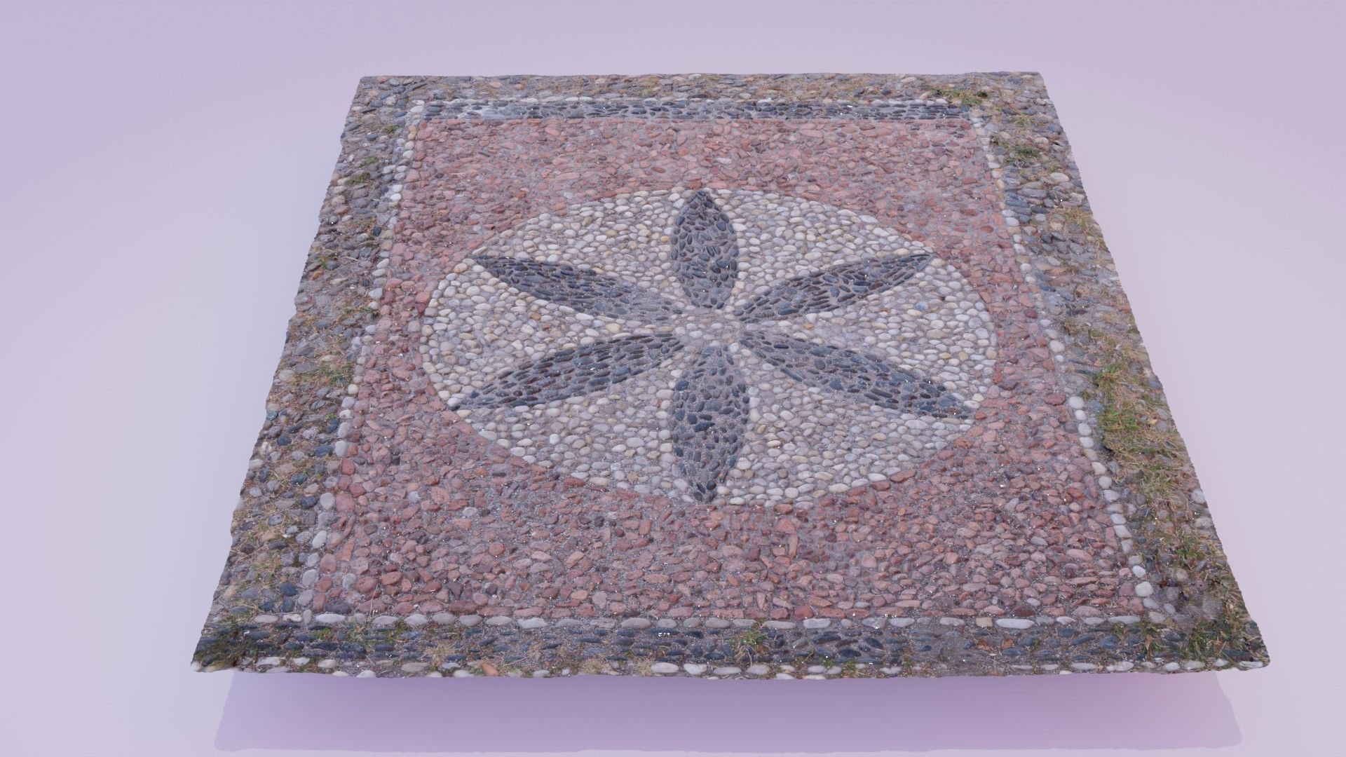 Pebble stone mosaic sidewalk raw scan 01 3D model | CGTrader