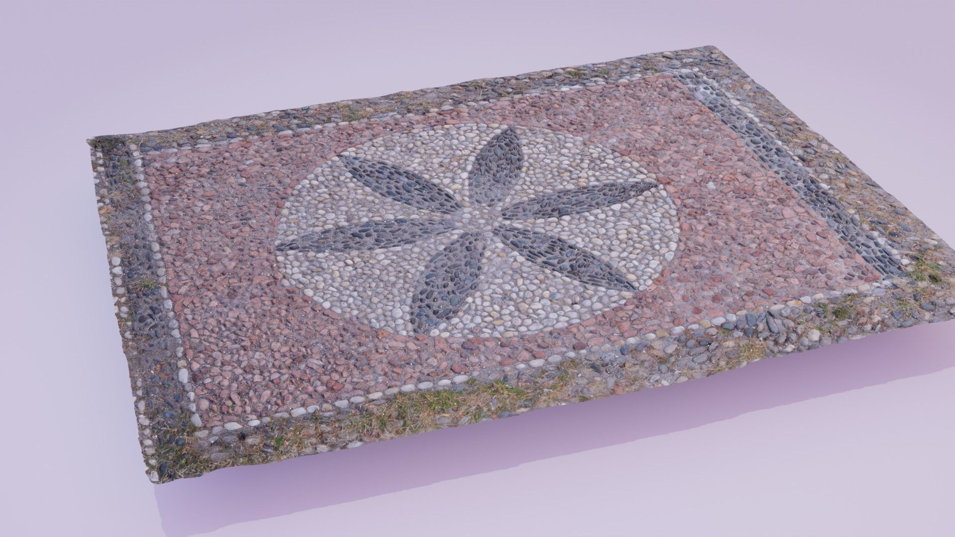 Pebble stone mosaic sidewalk raw scan 01 3D model | CGTrader