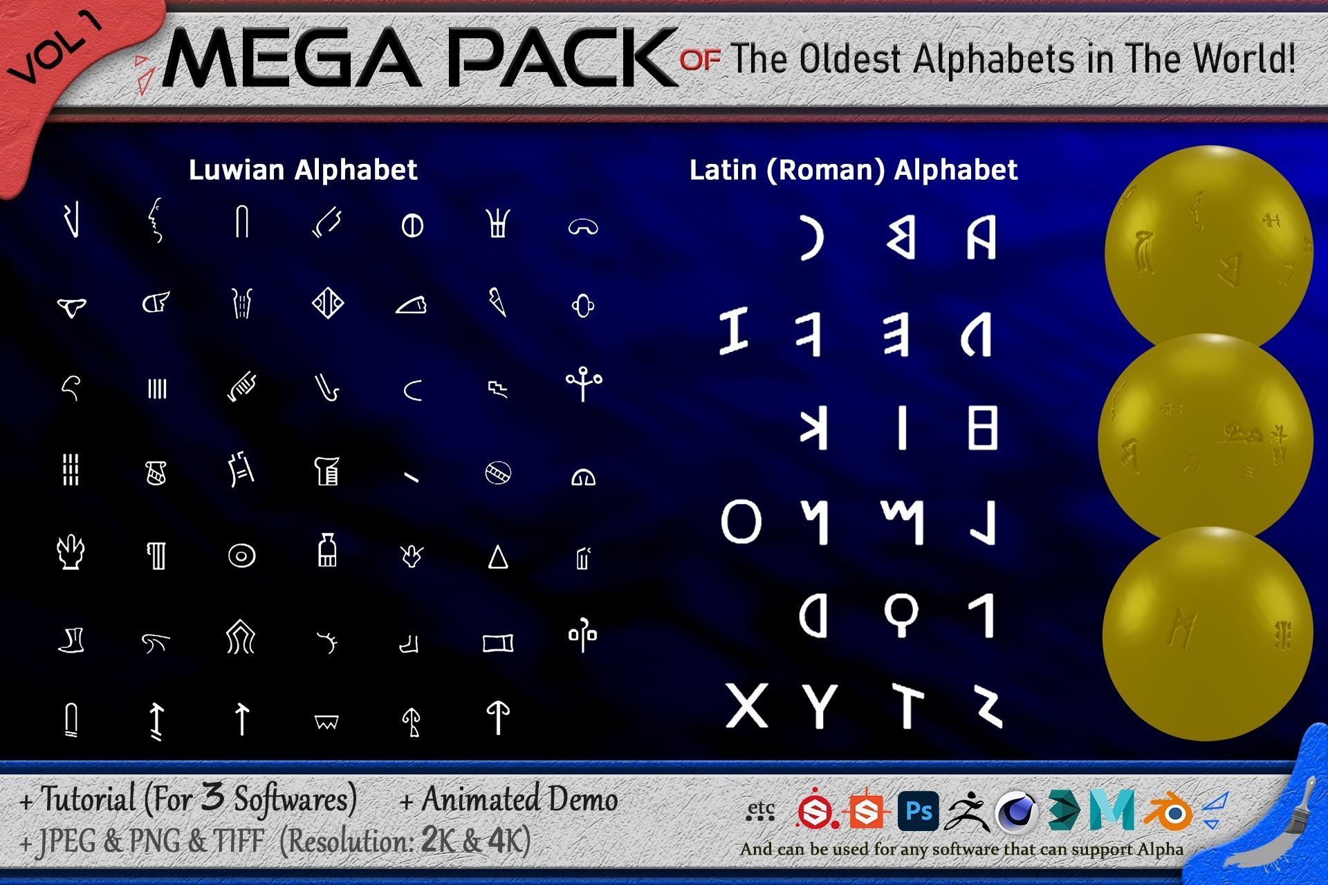 440 Alpha Symbols from The Oldest Alphabets in the World - Vol 1 ...