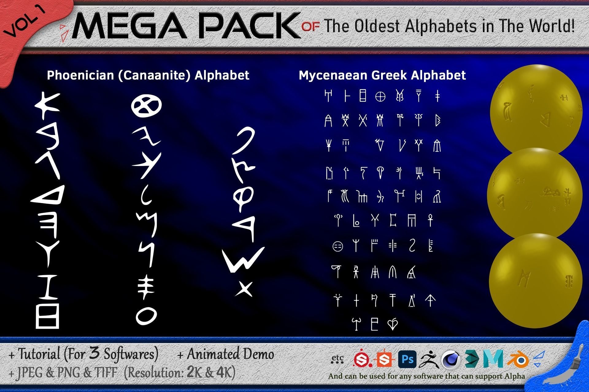 440 Alpha Symbols from The Oldest Alphabets in the World - Vol 1 ...