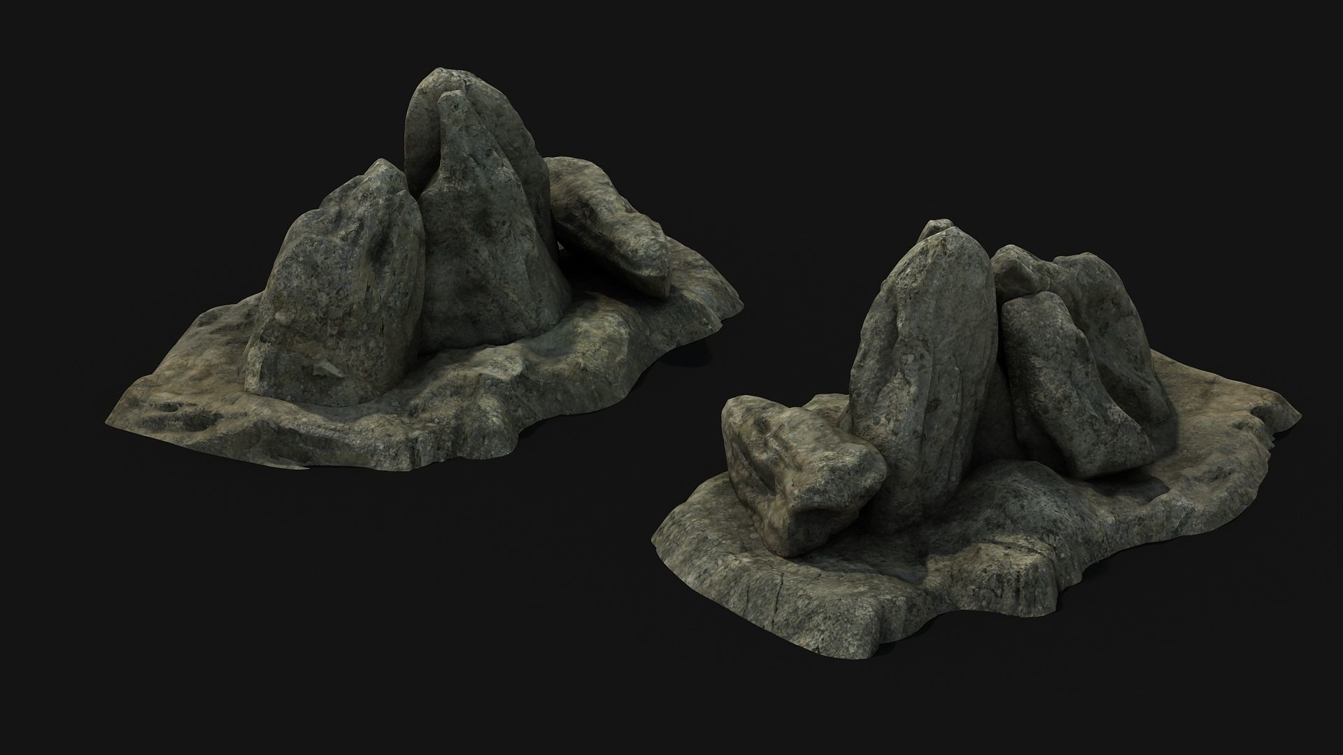 realistic concrete stream cliff stone boulder 3D model | CGTrader