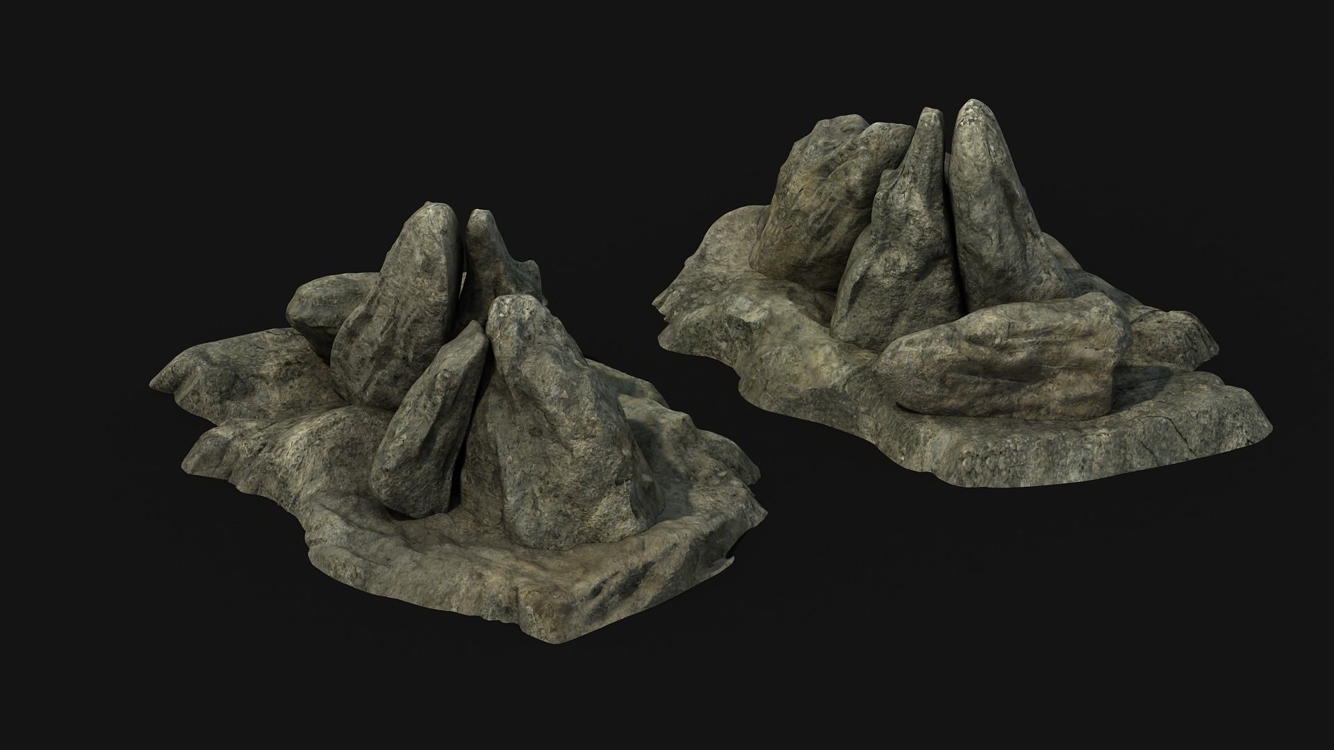 realistic concrete stream cliff stone boulder 3D model | CGTrader