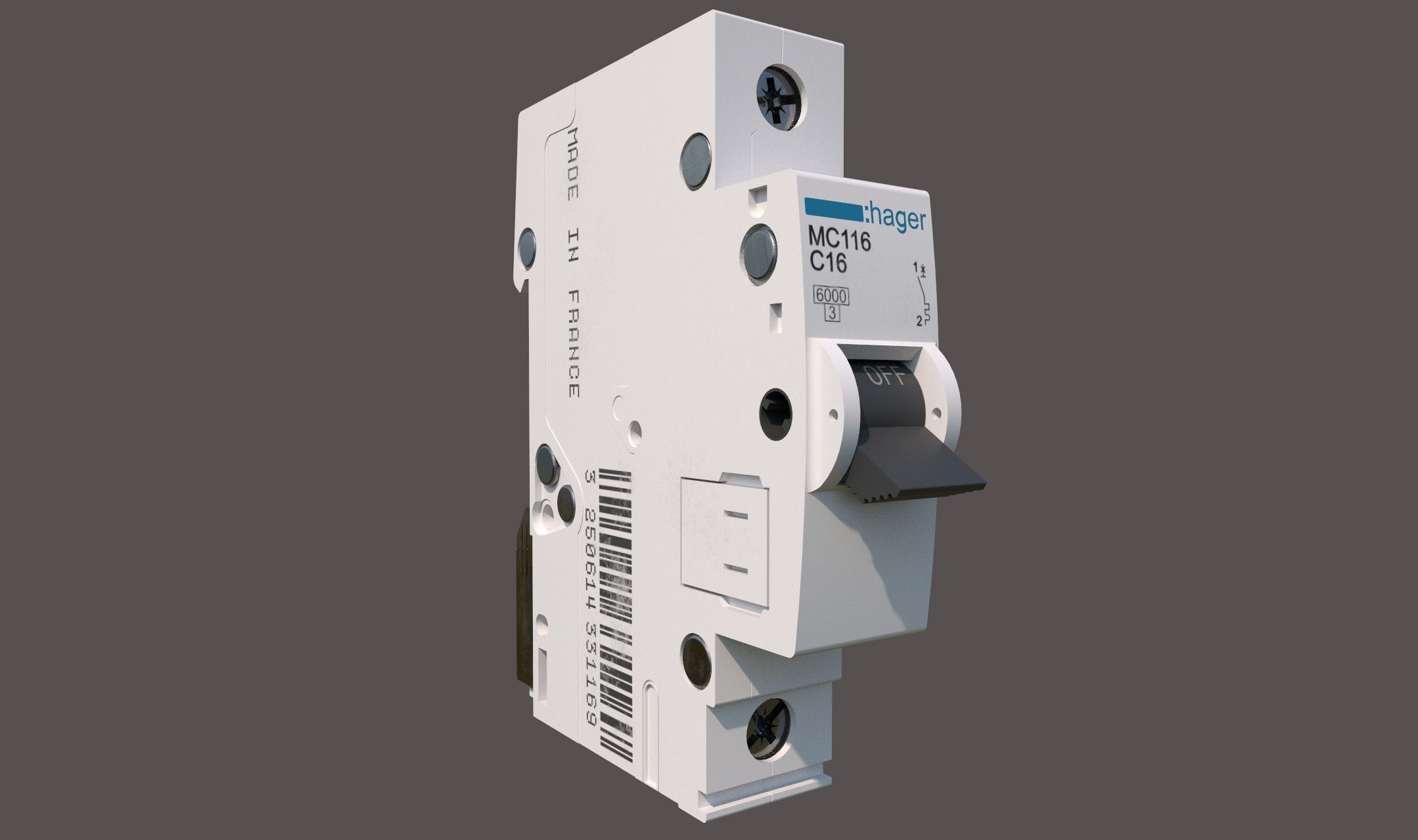 Hager 1-pole circuit breaker 3D model | CGTrader