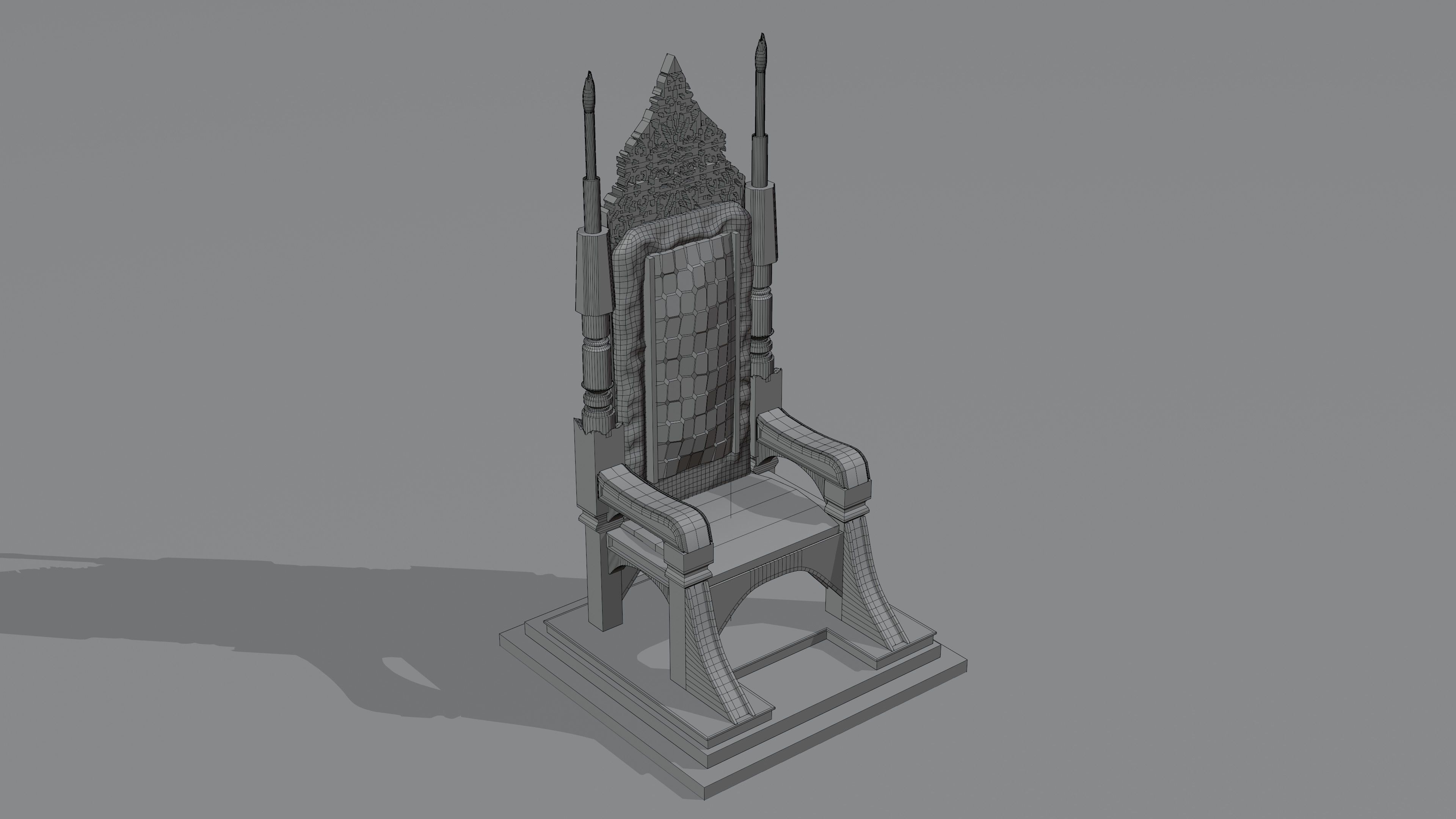 3D model Lowpoly Realistic Throne wooden with candles VR / AR / low ...