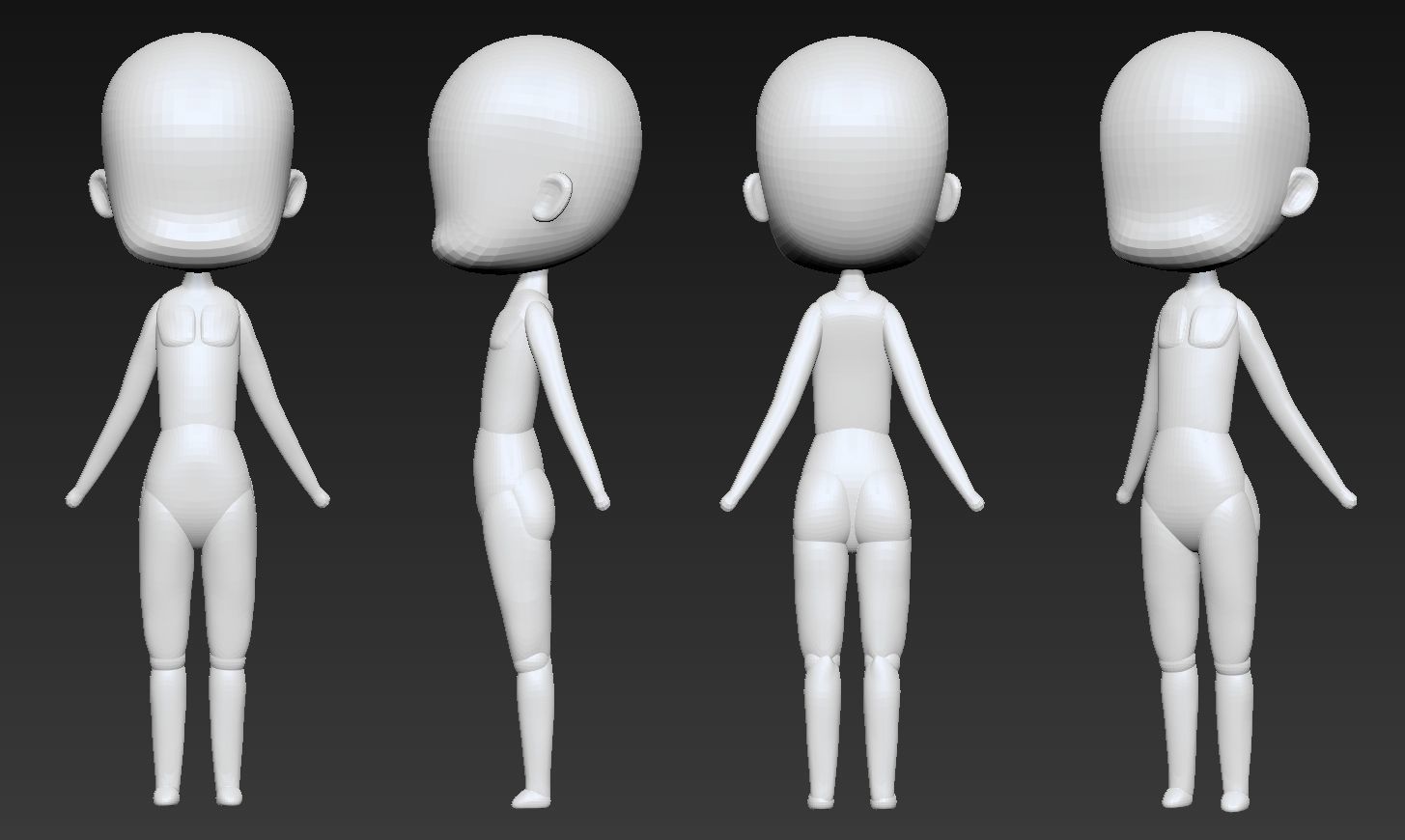 base mesh chibi free 3D model 3D printable | CGTrader