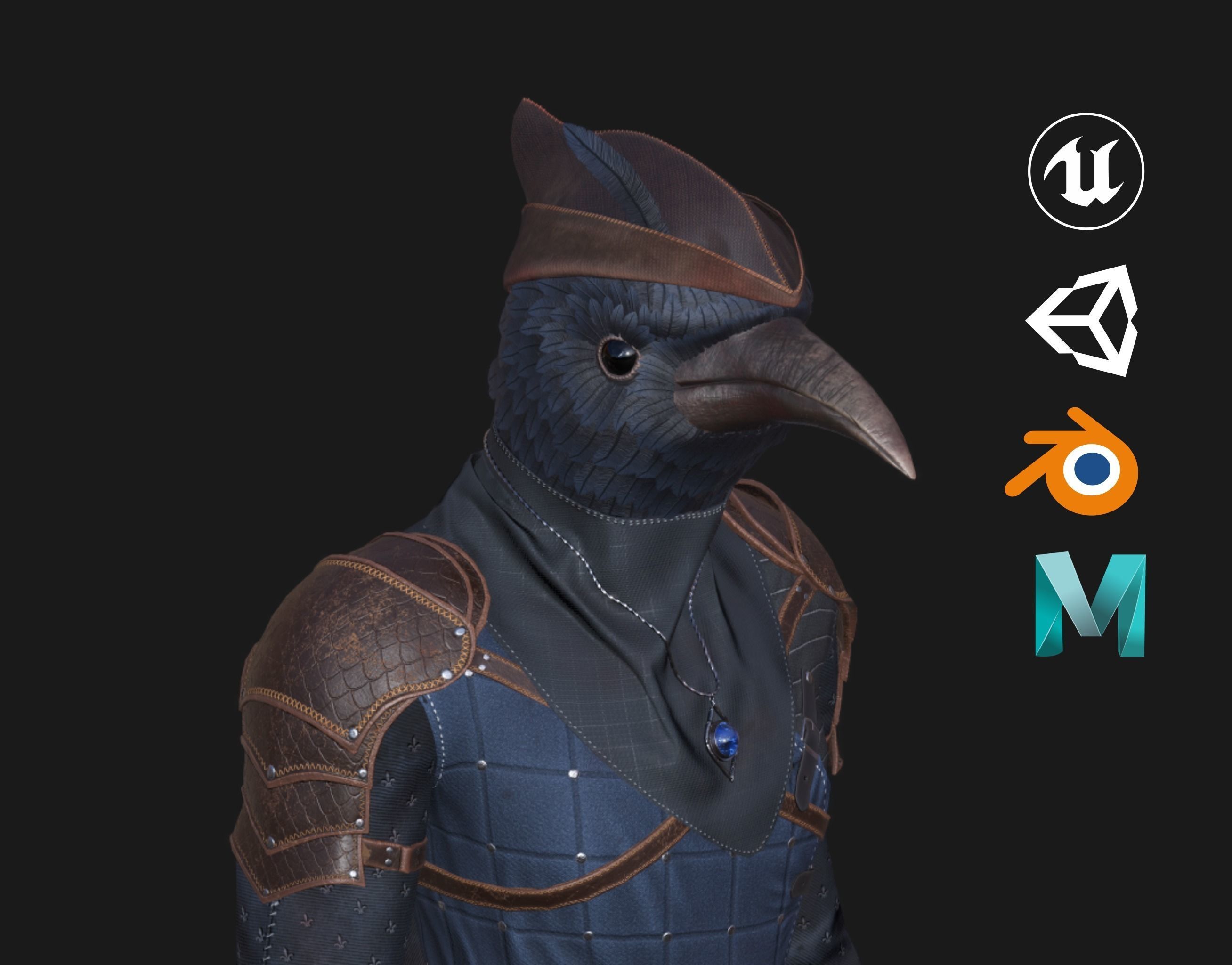 3D model Raven - Modular Character VR / AR / low-poly rigged | CGTrader