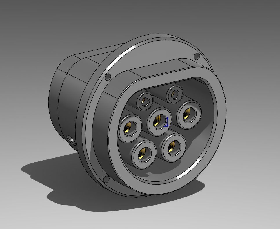 Type 2 Mennekes socket outlet 480V 3 phase 63A or 1 phase 70A 3D model ...