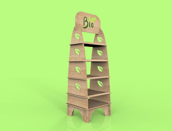 Plywood Display Generic POS Bio Eco Stand Shelf 3D model | CGTrader