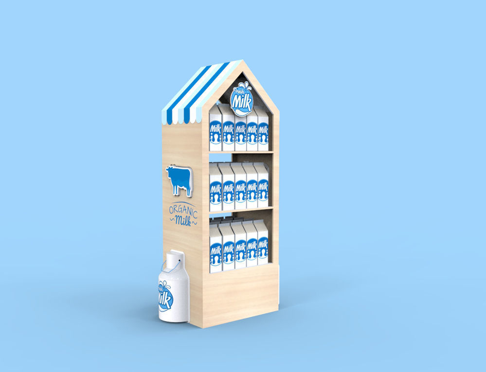 POS Wooden stand for milk COW 3D model | CGTrader