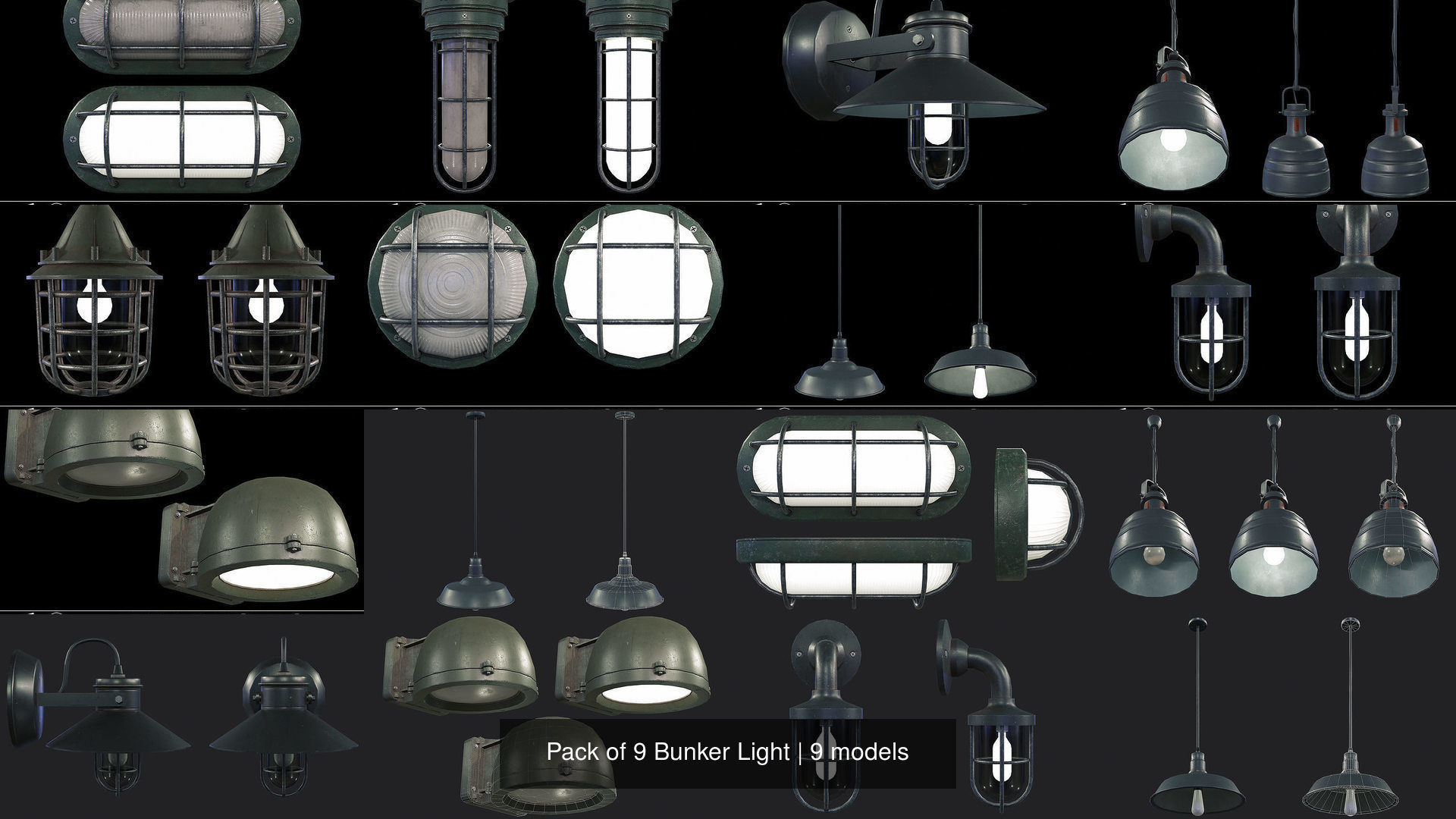 3D Model Collection Pack of 9 Bunker Light VR / AR / low-poly | CGTrader