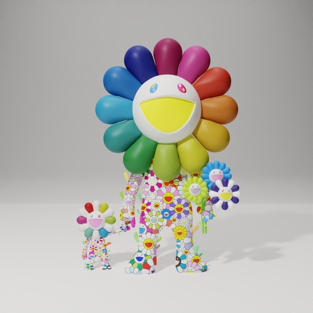 3D TAKASHI MURAKAMI FLOWERS PACK 3D model animated | CGTrader