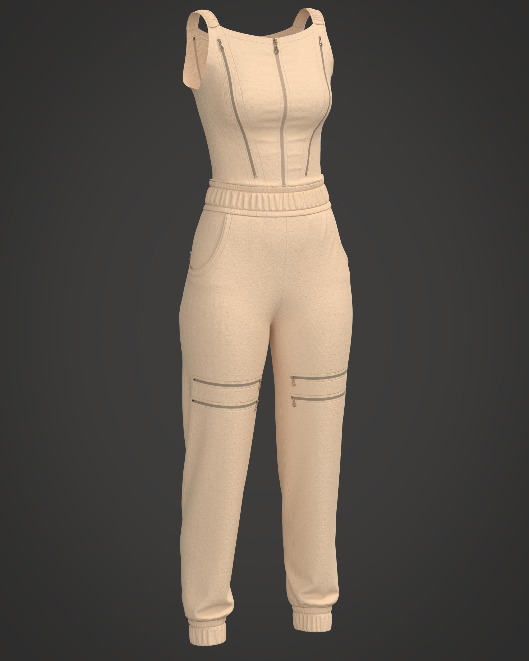 8 Women Long Jumpsuit 3D model | CGTrader