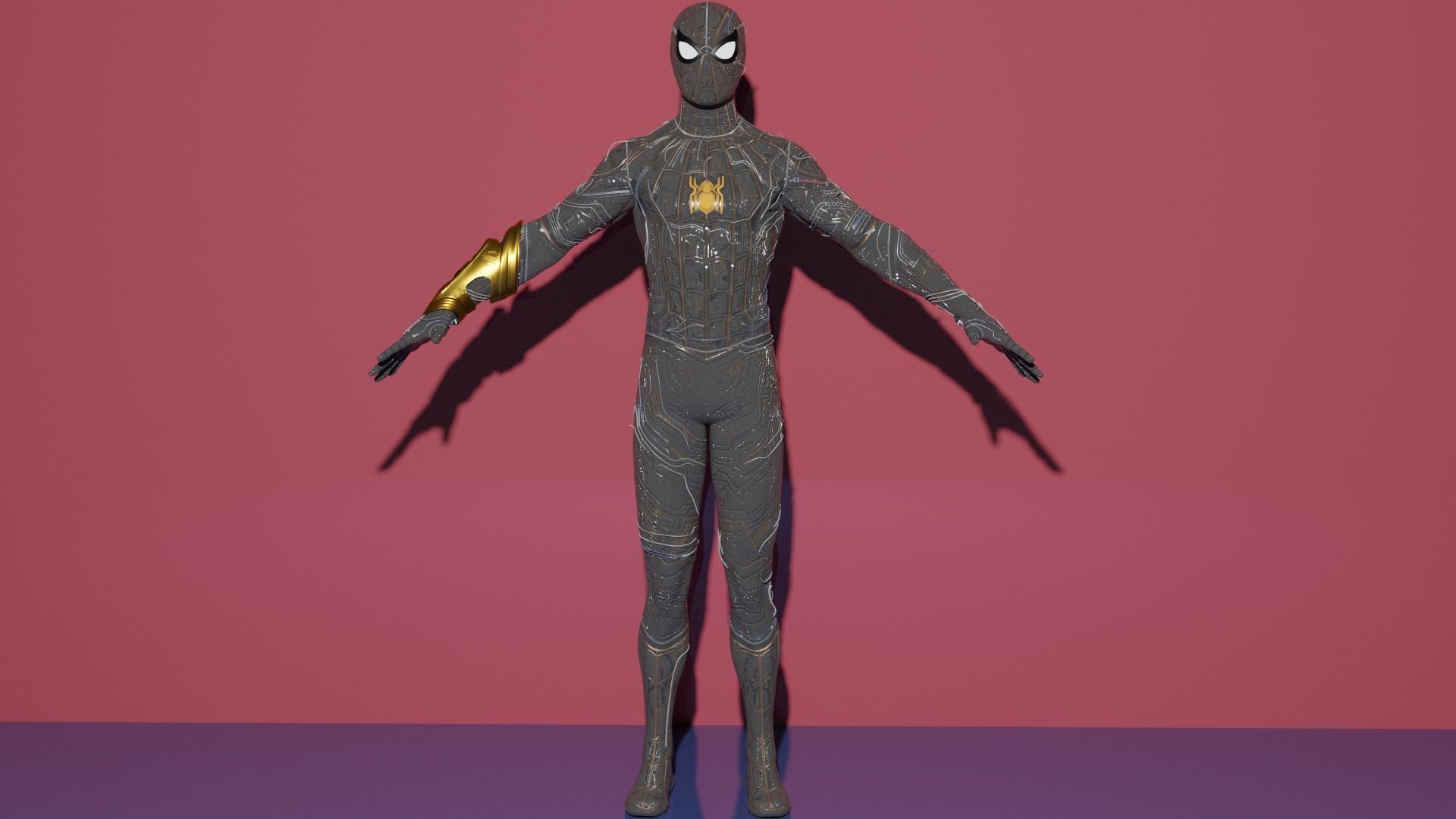 Spider-Man Black and Gold Suit 3D model rigged | CGTrader