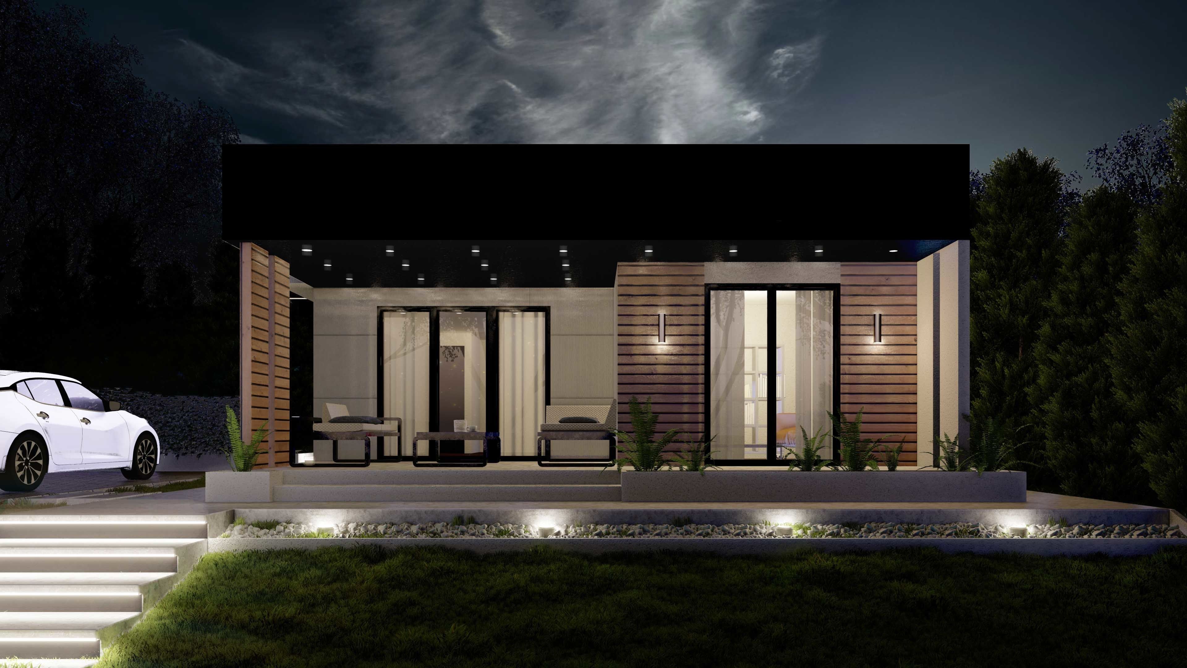 Small modern house - Lumion night exterior scene free 3D model | CGTrader