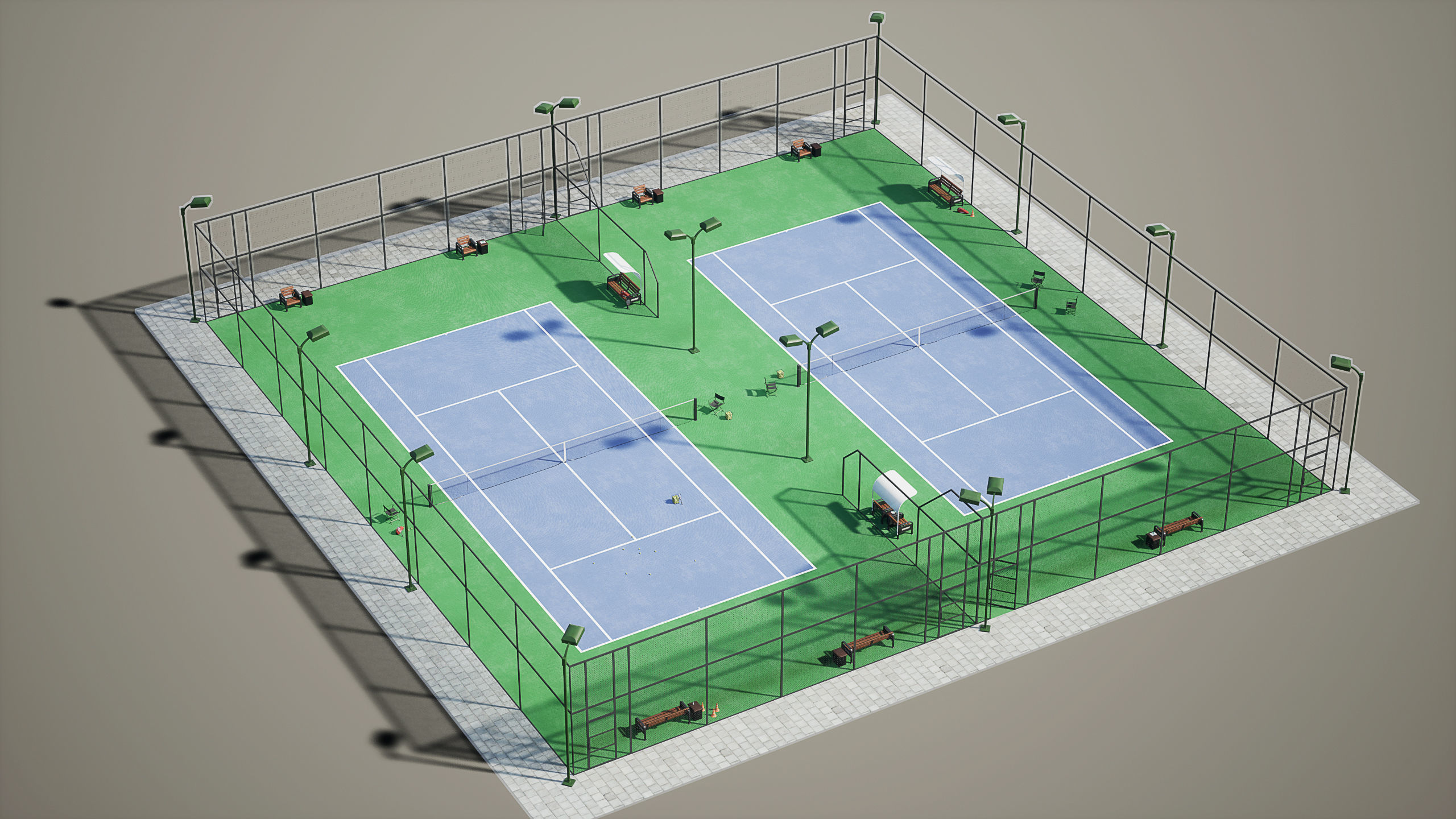 3D model Tennis Court Game Ready UE VR / AR / low-poly | CGTrader