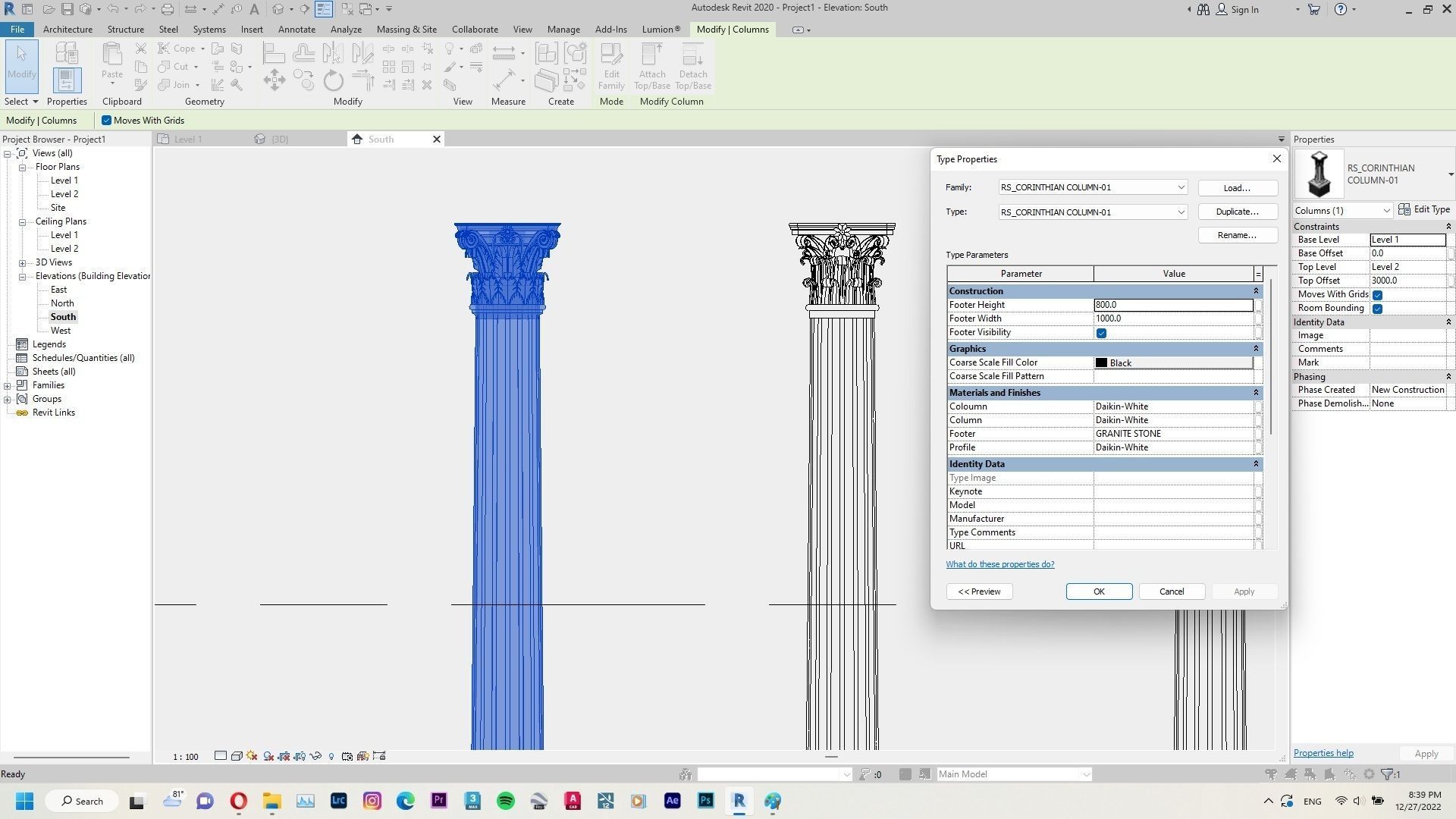 Classic Column Revit Family 3D model | CGTrader
