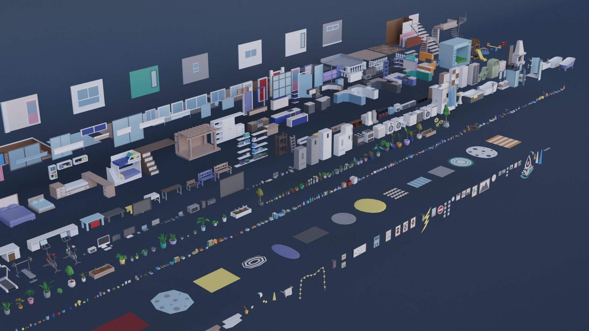 3D model Mega Pack Apartments Interiors VR / AR / low-poly | CGTrader