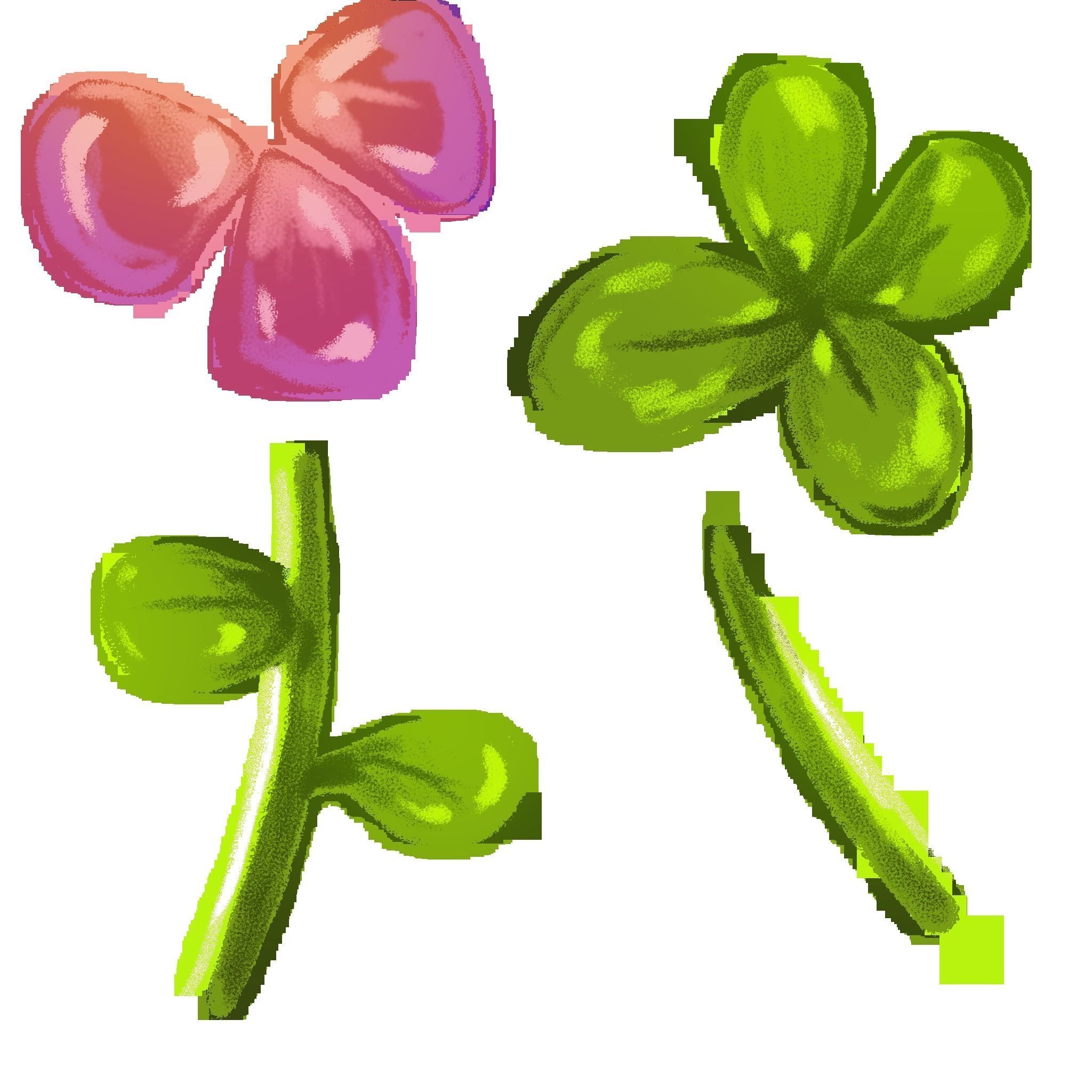 Cute four leaf flowers free 3D model | CGTrader