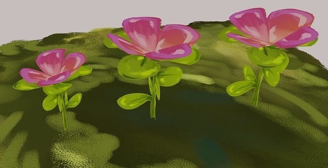 Cute four leaf flowers free 3D model | CGTrader