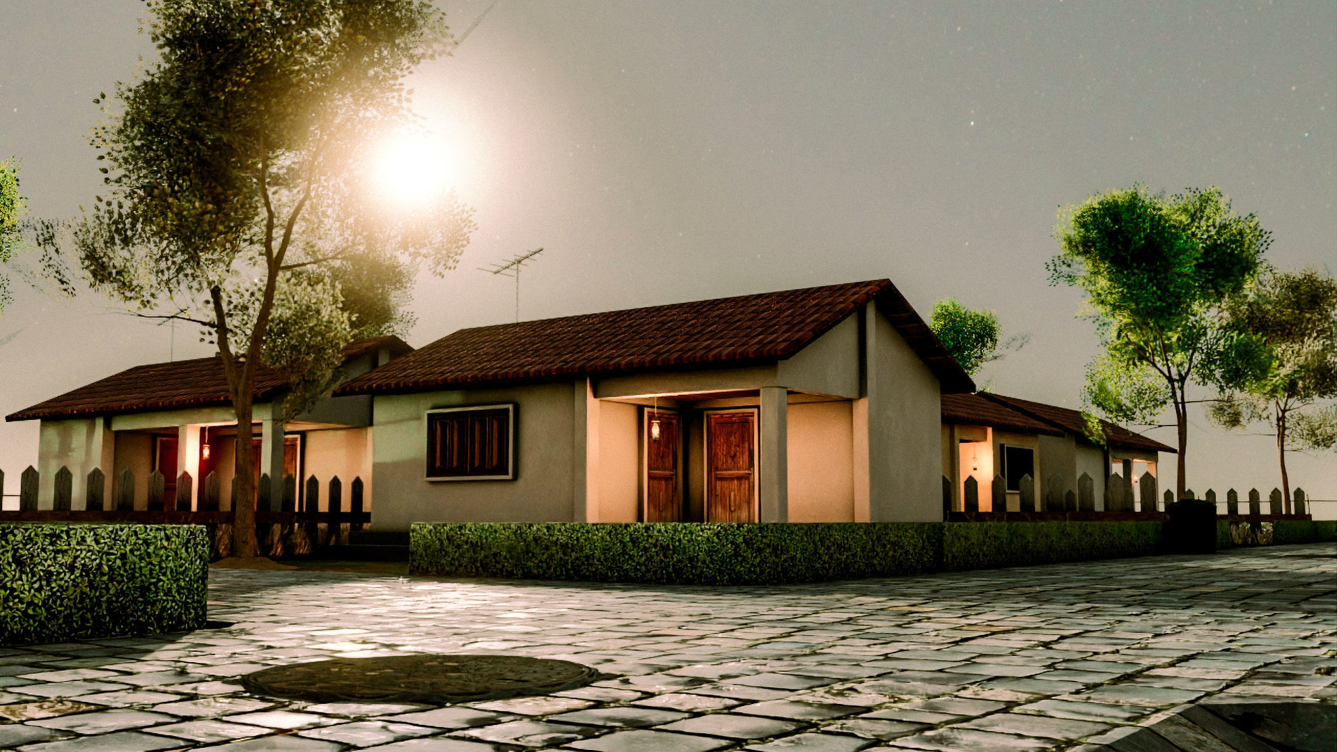 3D model Rural Suburb Neighbourhood with a master house VR / AR / low ...