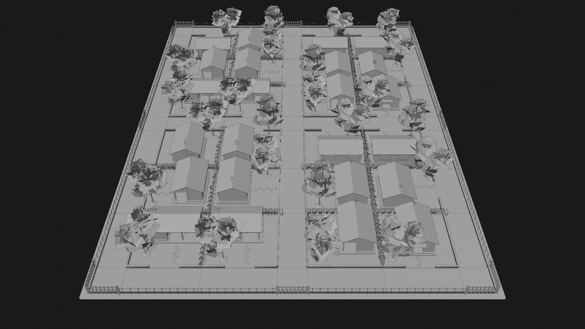 3D model Rural Suburb Neighbourhood with a master house VR / AR / low ...