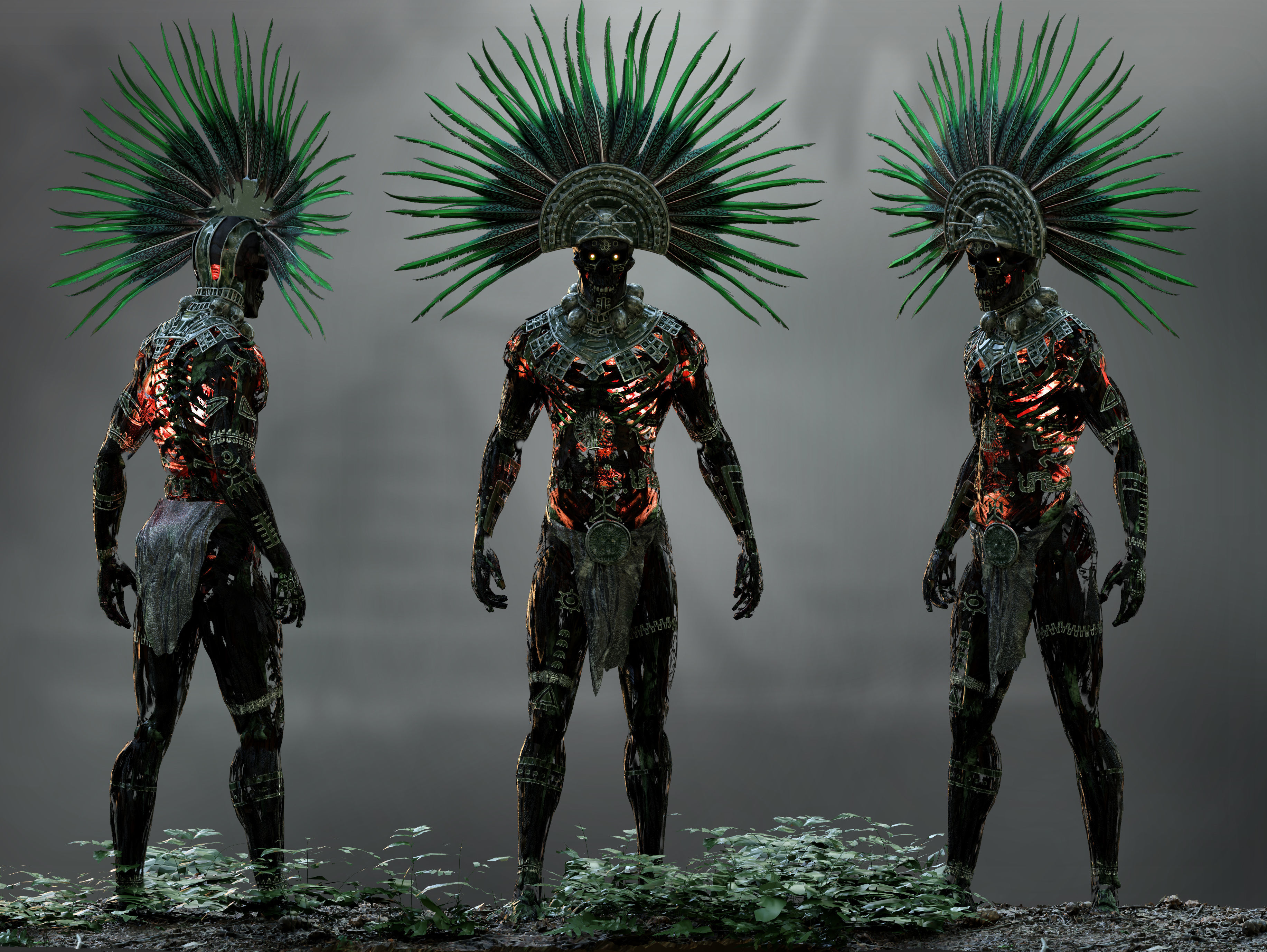 3D model Aztec god of the dead Mictlantecuhtli VR / AR / low-poly ...
