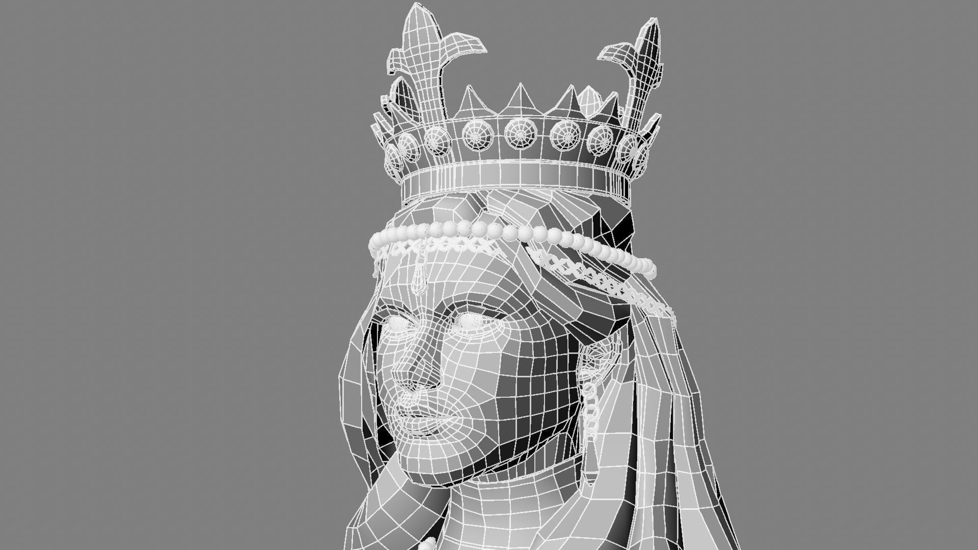 Queen woman wearing dress and crown 3D model | CGTrader