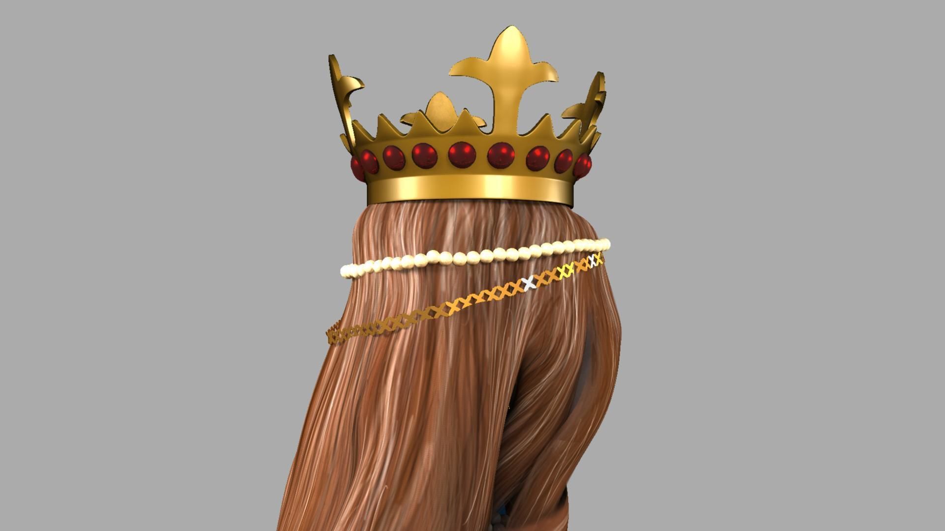Queen woman wearing dress and crown 3D model | CGTrader