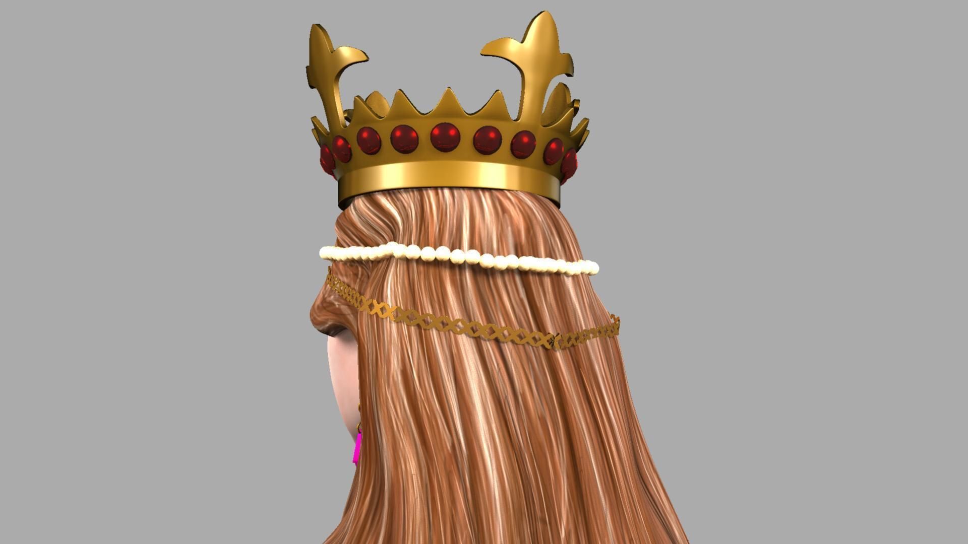 Queen woman wearing dress and crown 3D model | CGTrader