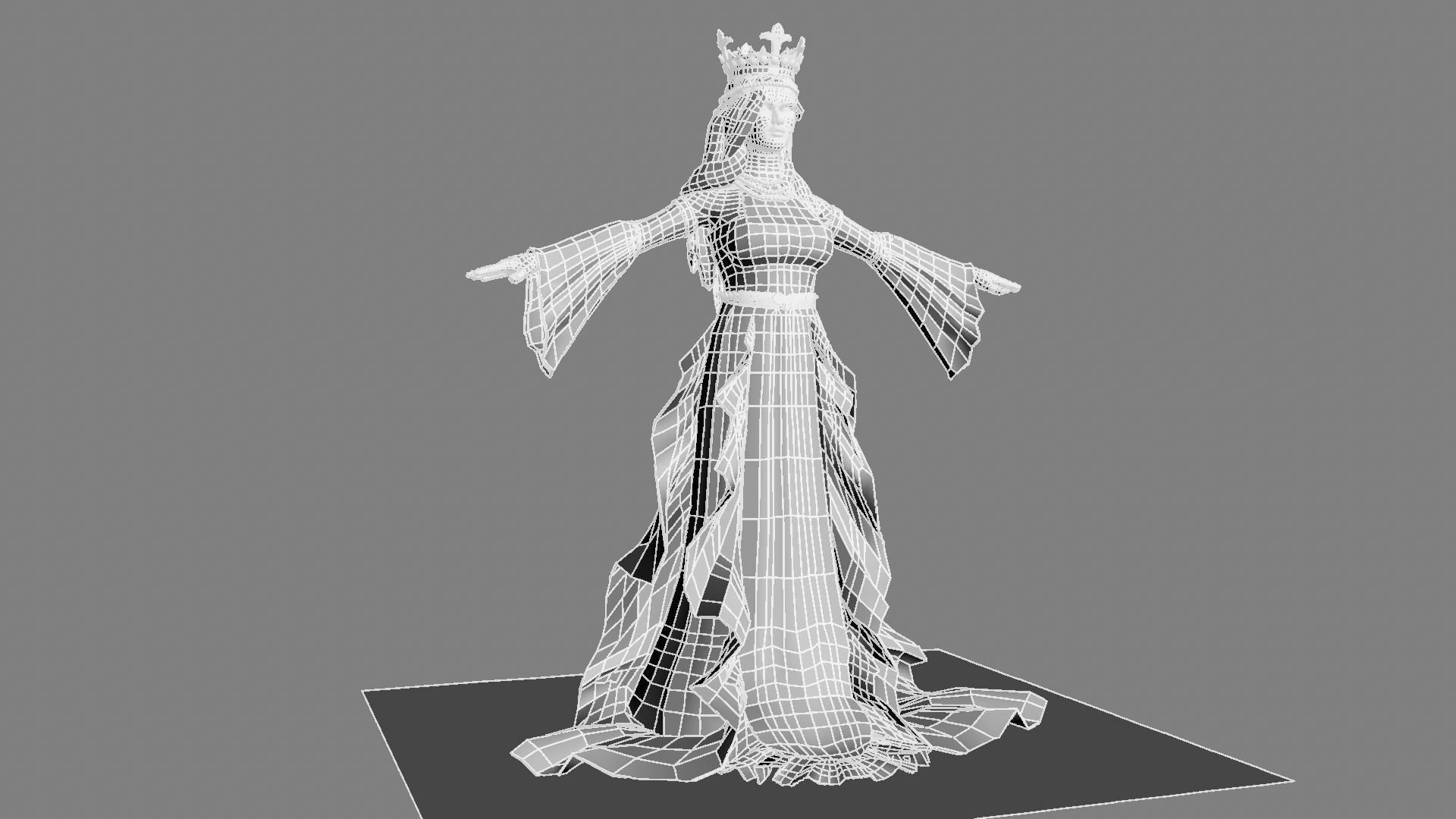 Queen woman wearing dress and crown 3D model | CGTrader