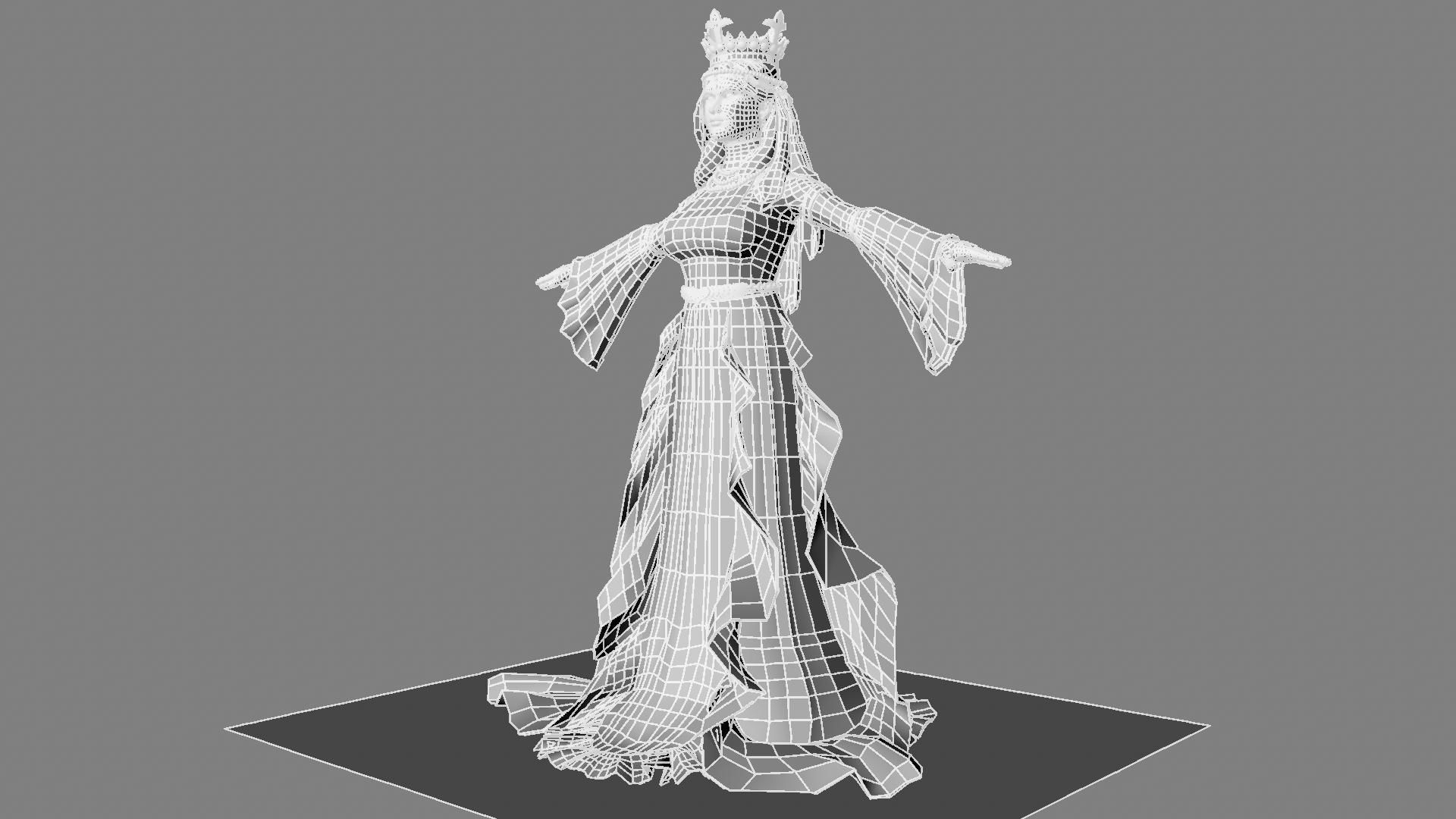 Queen woman wearing dress and crown 3D model | CGTrader