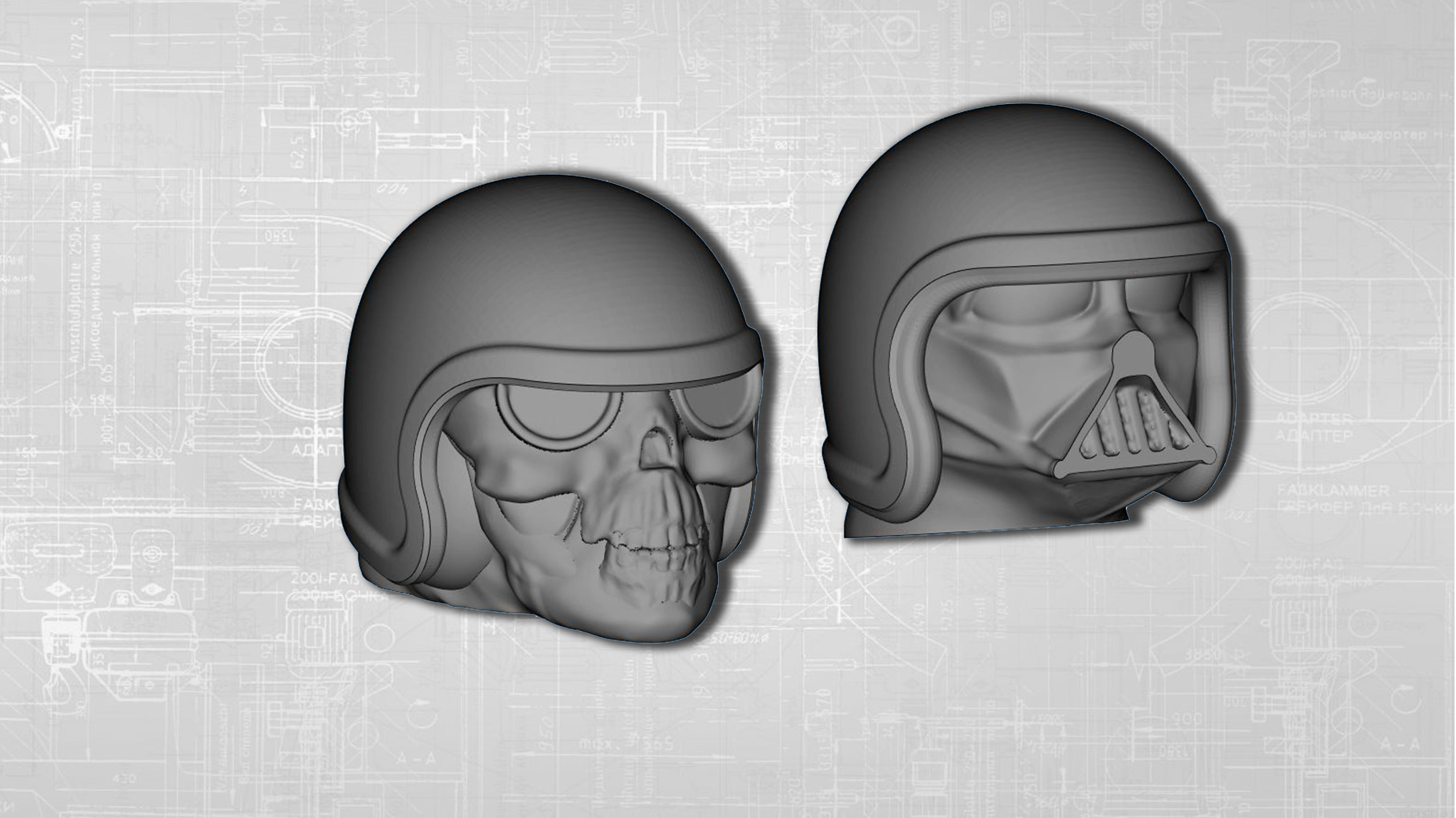 STL printable Skull and D Vader head for Wild Willie Driver 3D model 3D ...