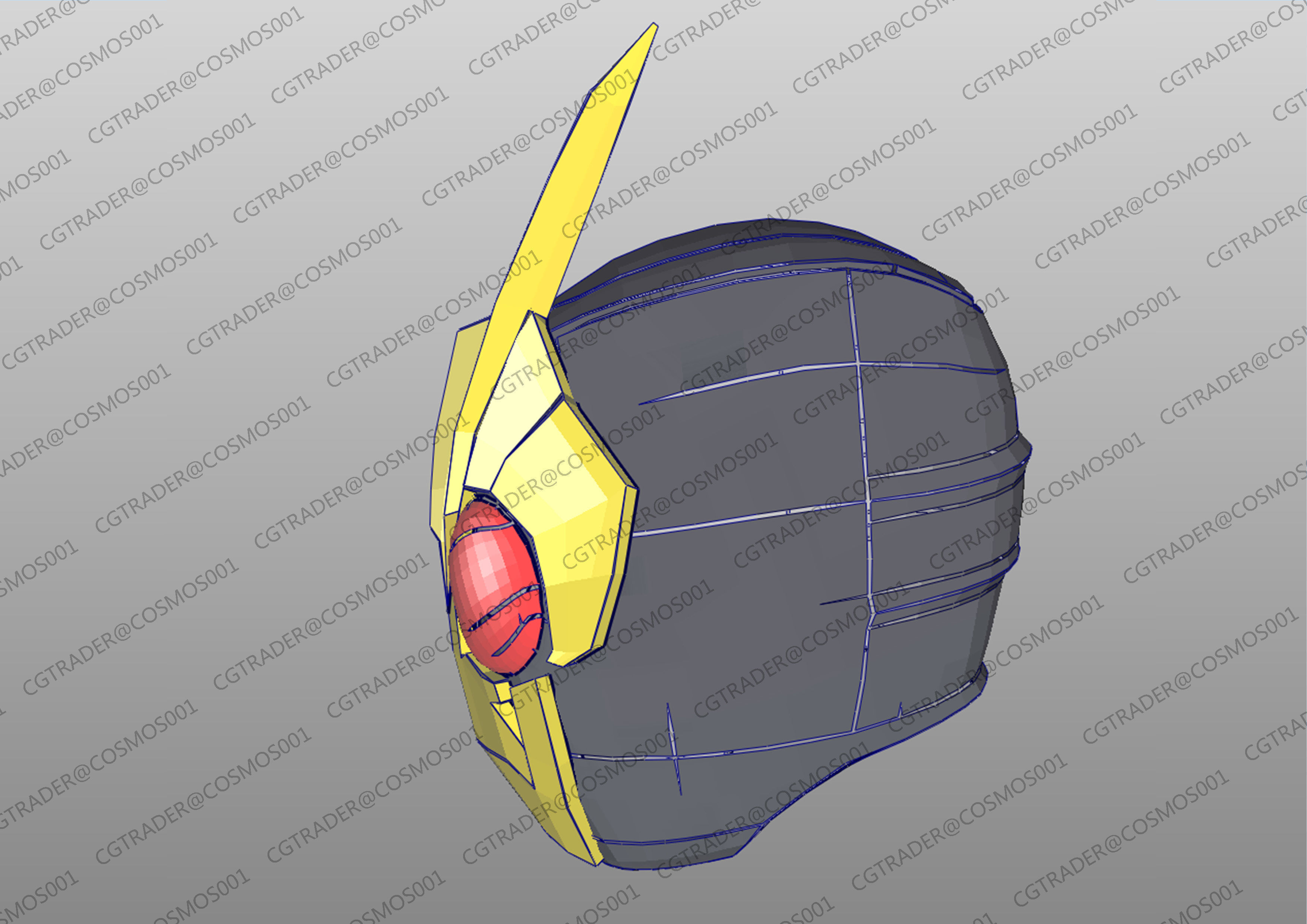 3D model Kamen Rider Zero One Helmet paper papekura VR / AR / low-poly ...