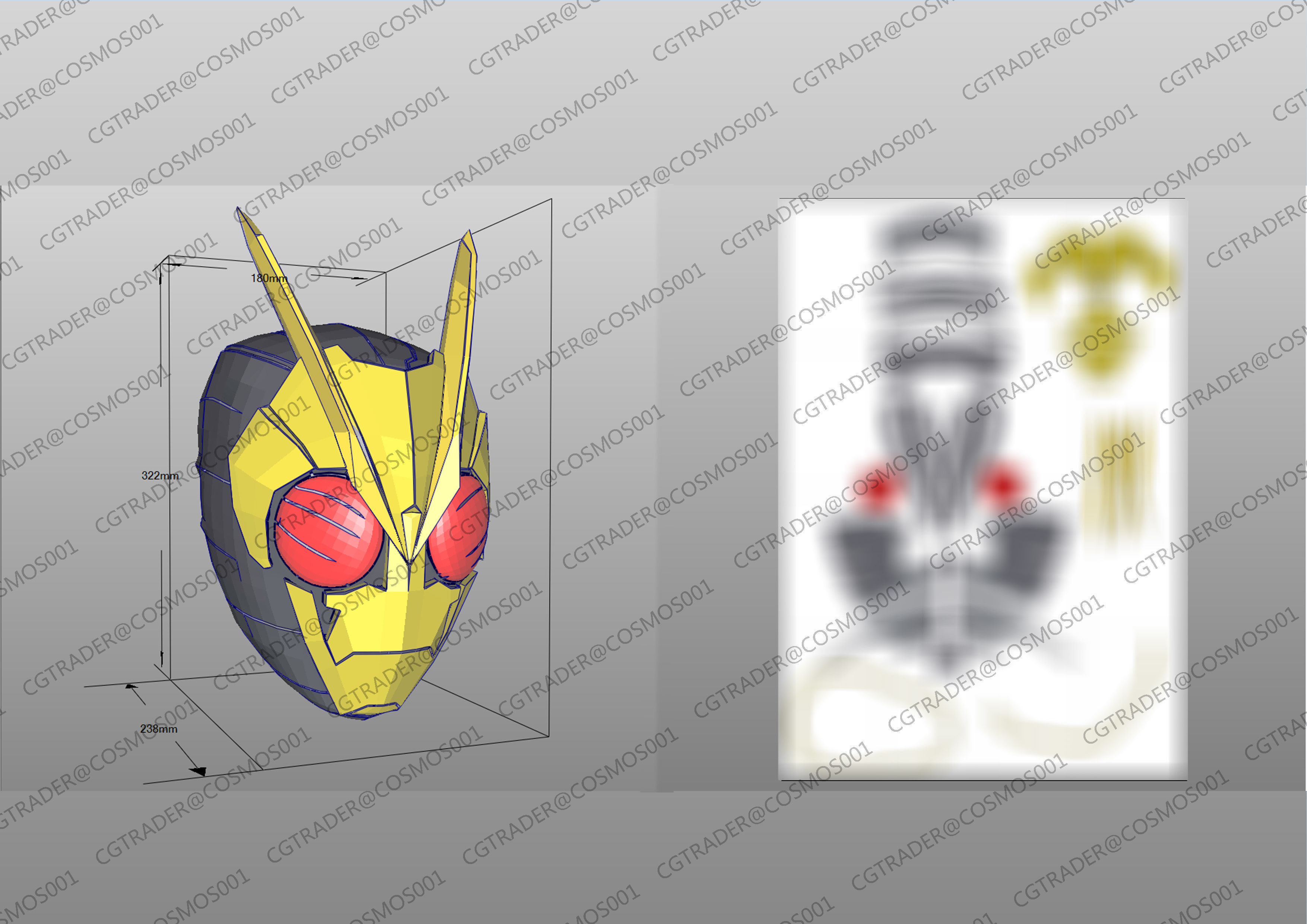 3D model Kamen Rider Zero One Helmet paper papekura VR / AR / low-poly ...