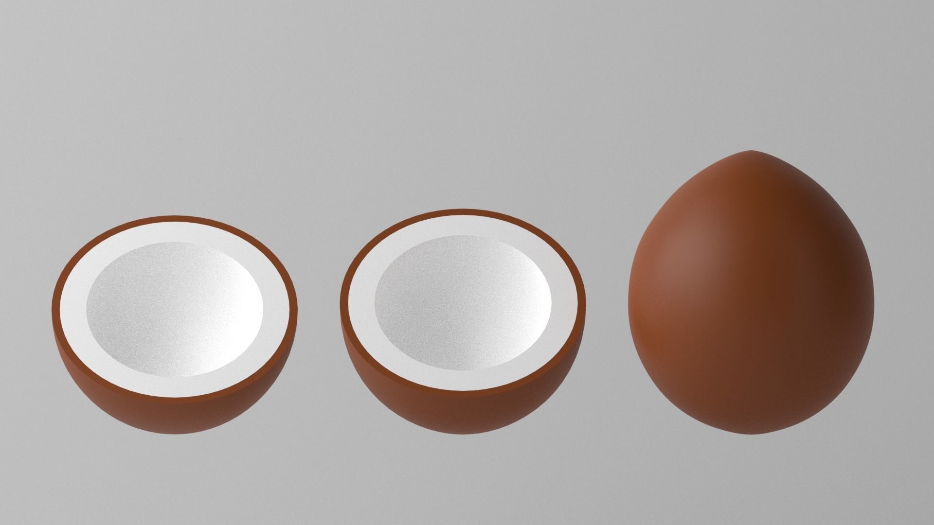 3D model Cartoon Coconut Fruit and Slice VR / AR / low-poly | CGTrader