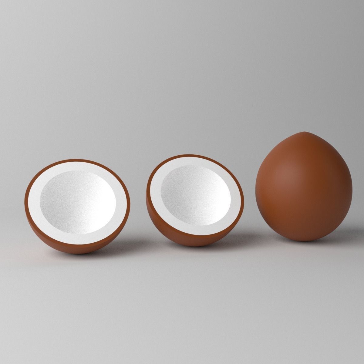 3D model Cartoon Coconut Fruit and Slice VR / AR / low-poly | CGTrader