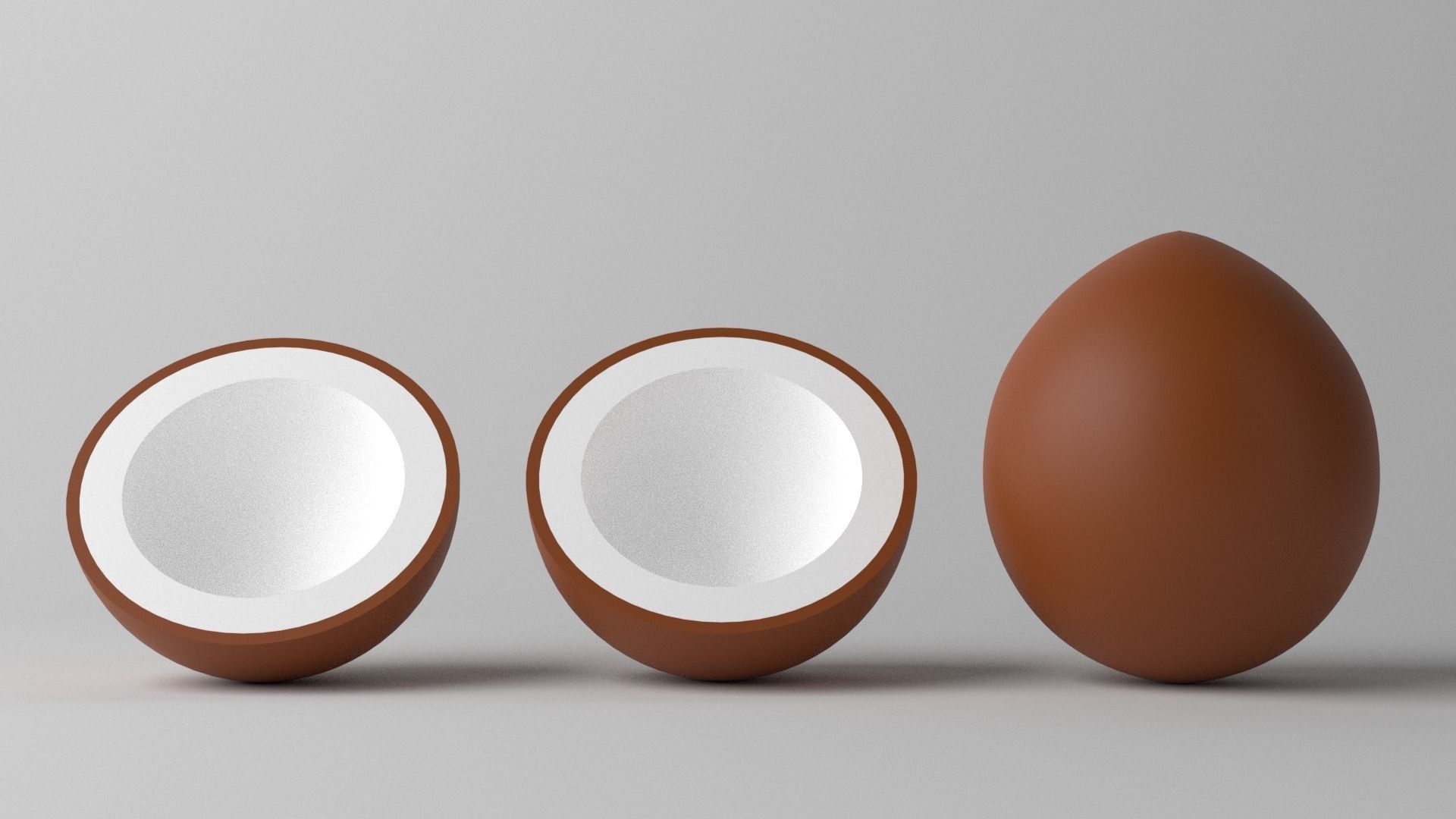 3D model Cartoon Coconut Fruit and Slice VR / AR / low-poly | CGTrader