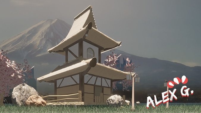 3D model 3D low poly Japanese old house VR / AR / low-poly | CGTrader