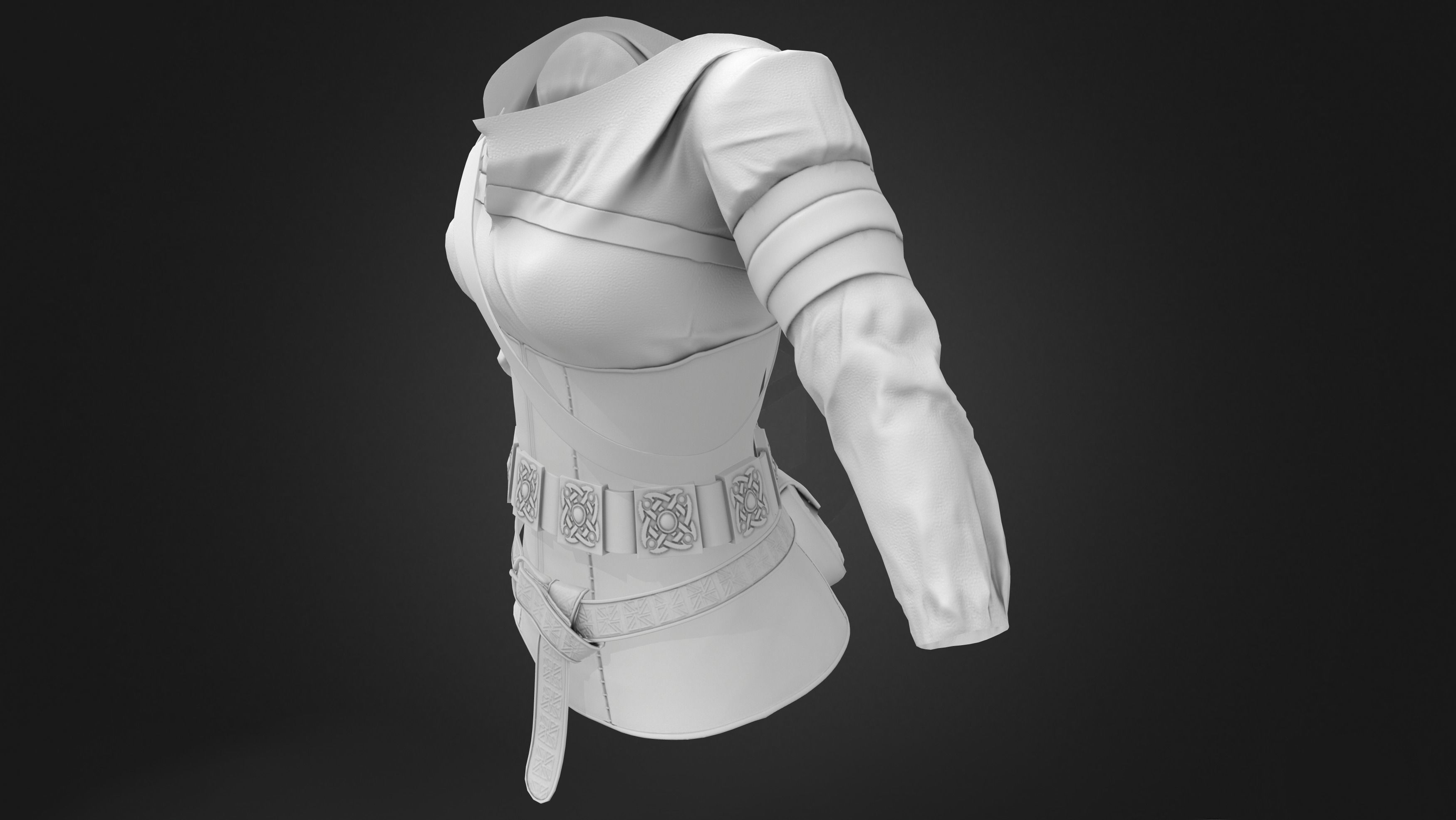 3D model Fantasy Medieval Warrior Top With Belts VR / AR / low-poly ...