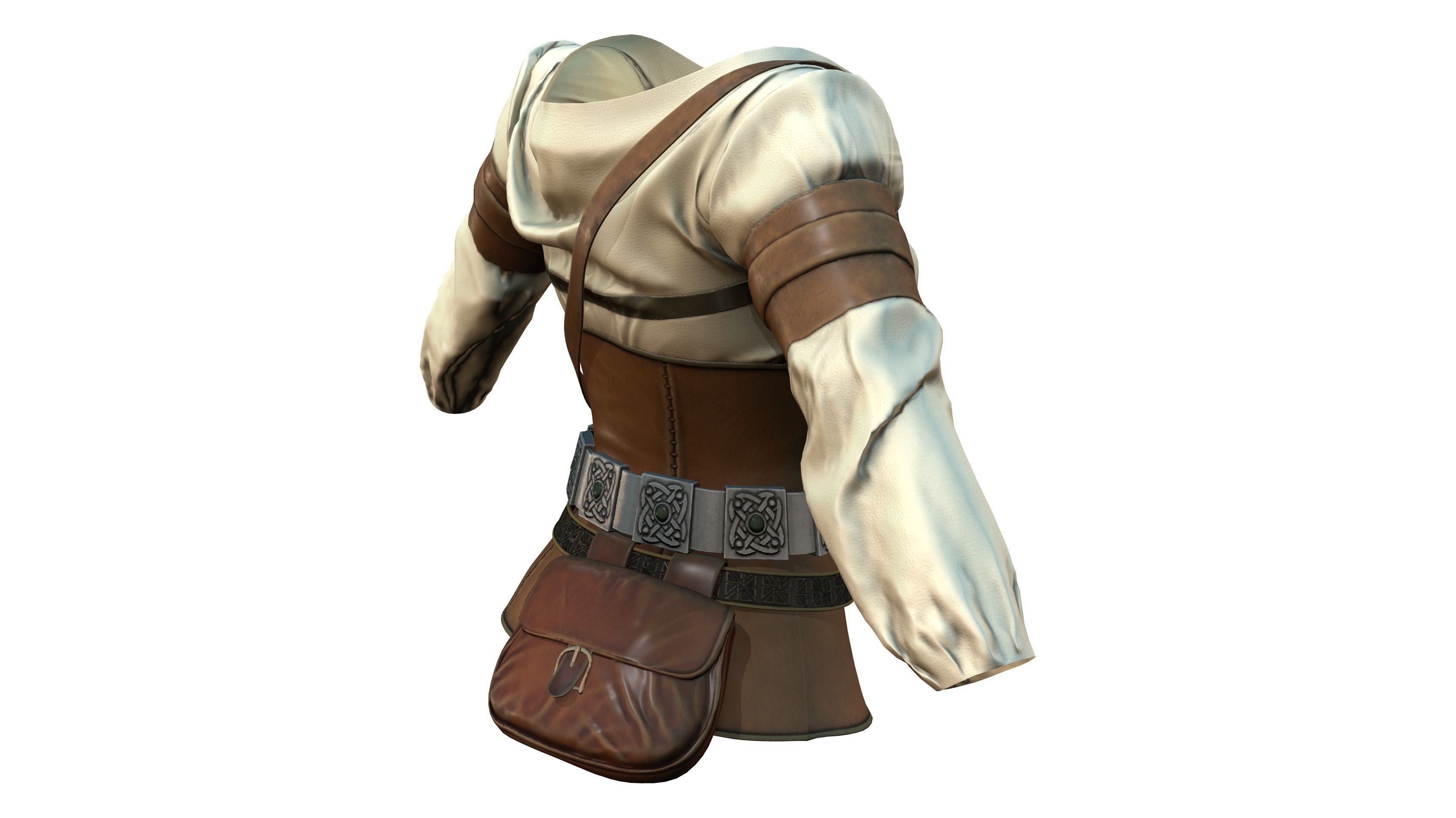 3D model Fantasy Medieval Warrior Top With Belts VR / AR / low-poly ...