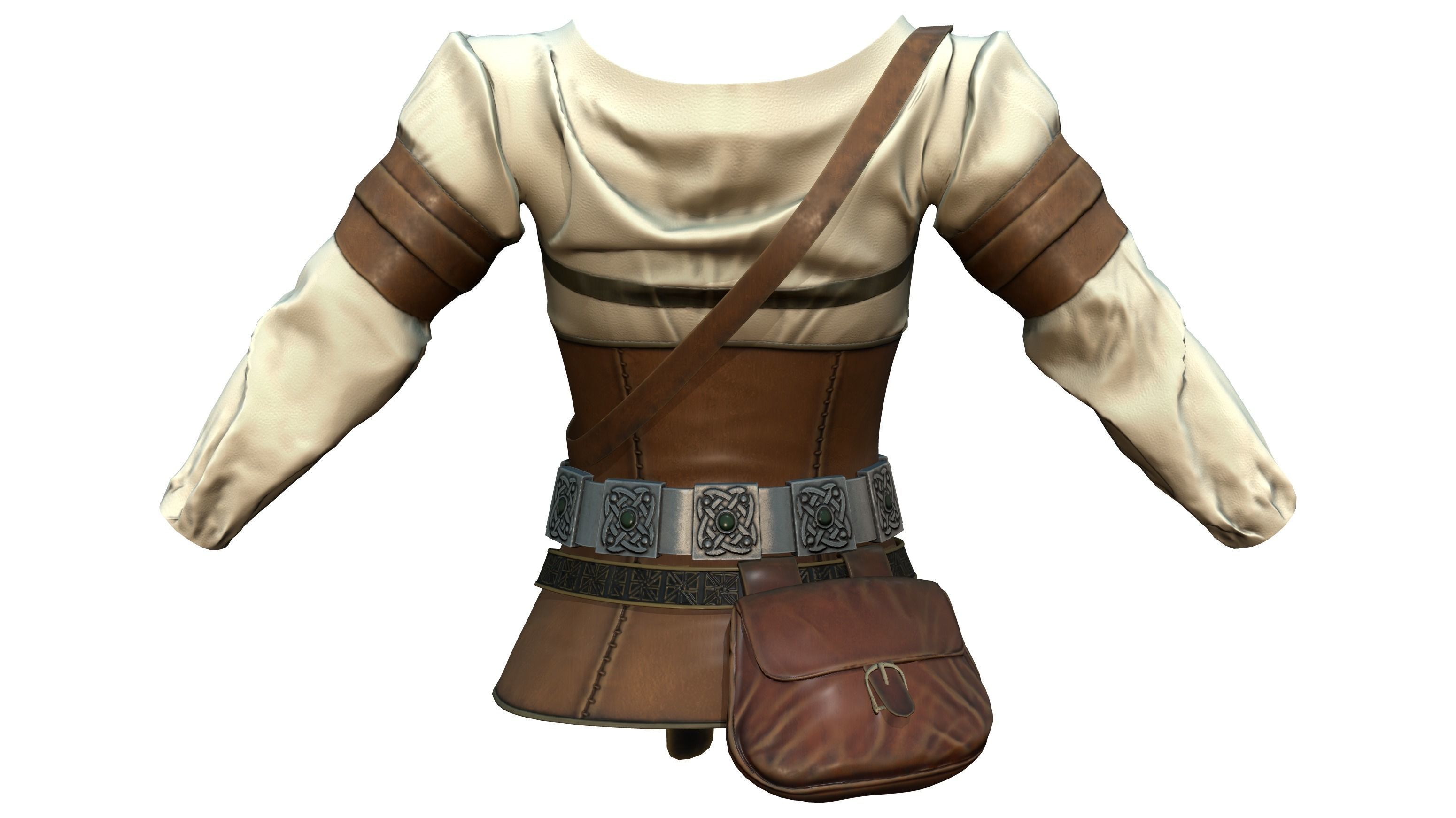 3D model Fantasy Medieval Warrior Top With Belts VR / AR / low-poly ...