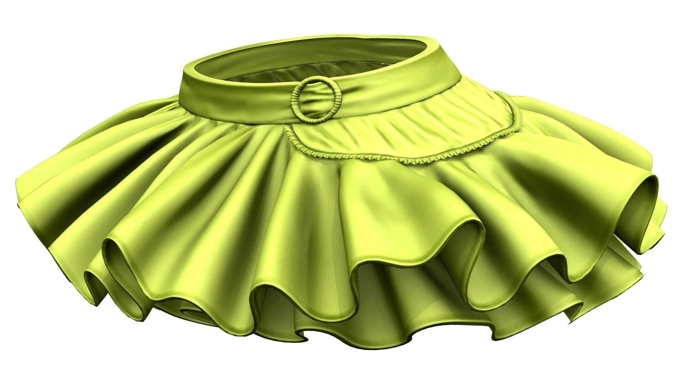 3D model Green Flared Out Ruffled Layered Mini Female Skirt VR / AR ...