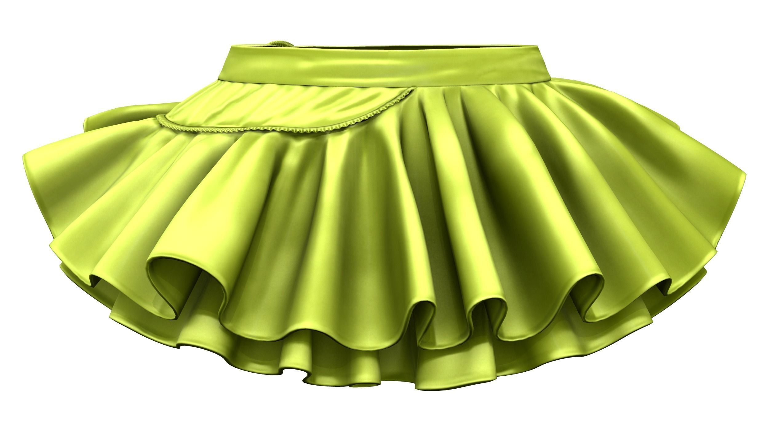 3D model Green Flared Out Ruffled Layered Mini Female Skirt VR / AR ...
