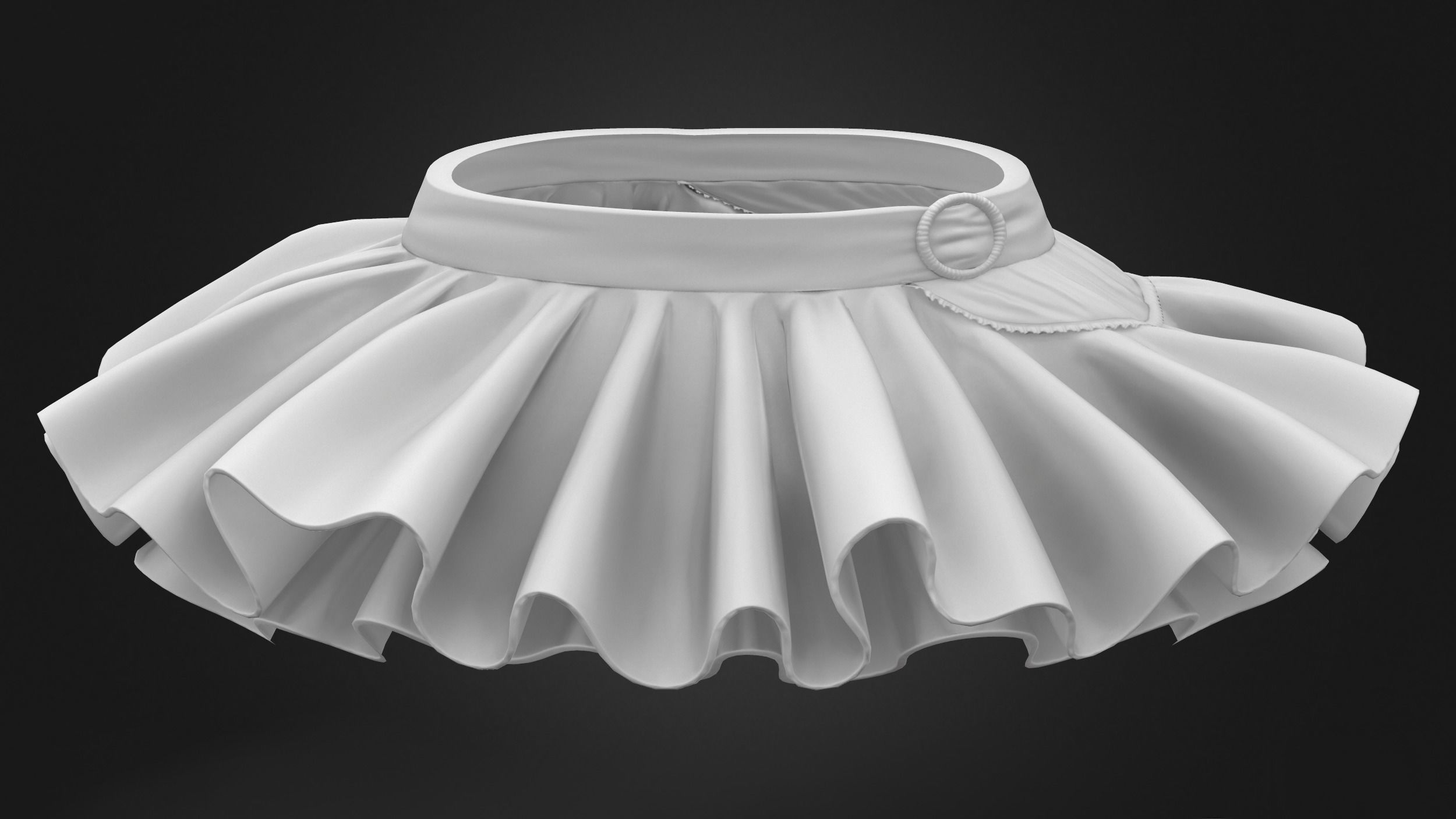 3D model Green Flared Out Ruffled Layered Mini Female Skirt VR / AR ...