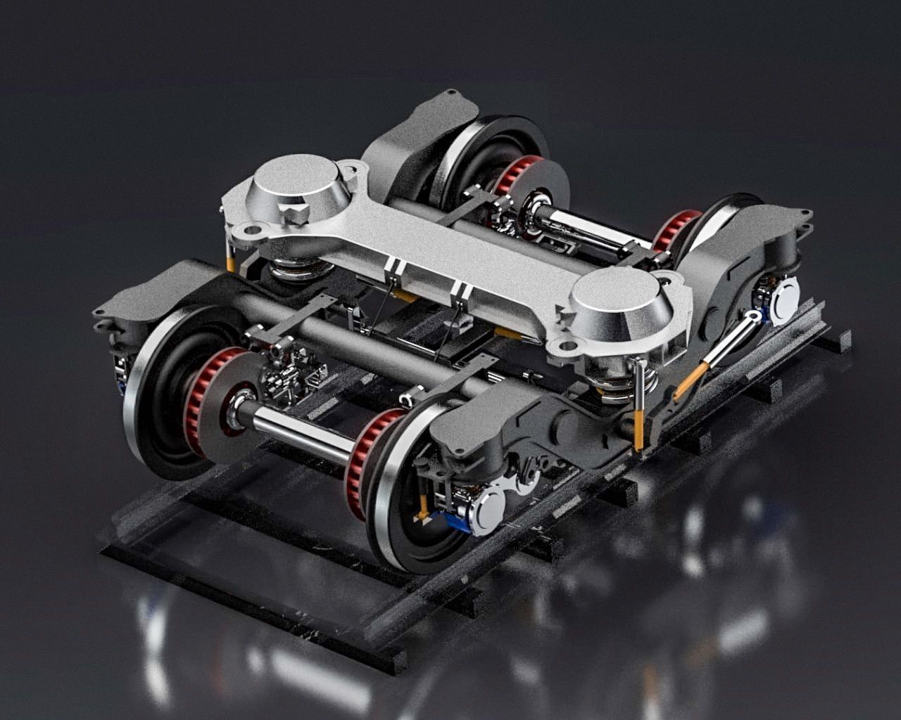 Train 2 axes bogie and suspension system 3D model | CGTrader