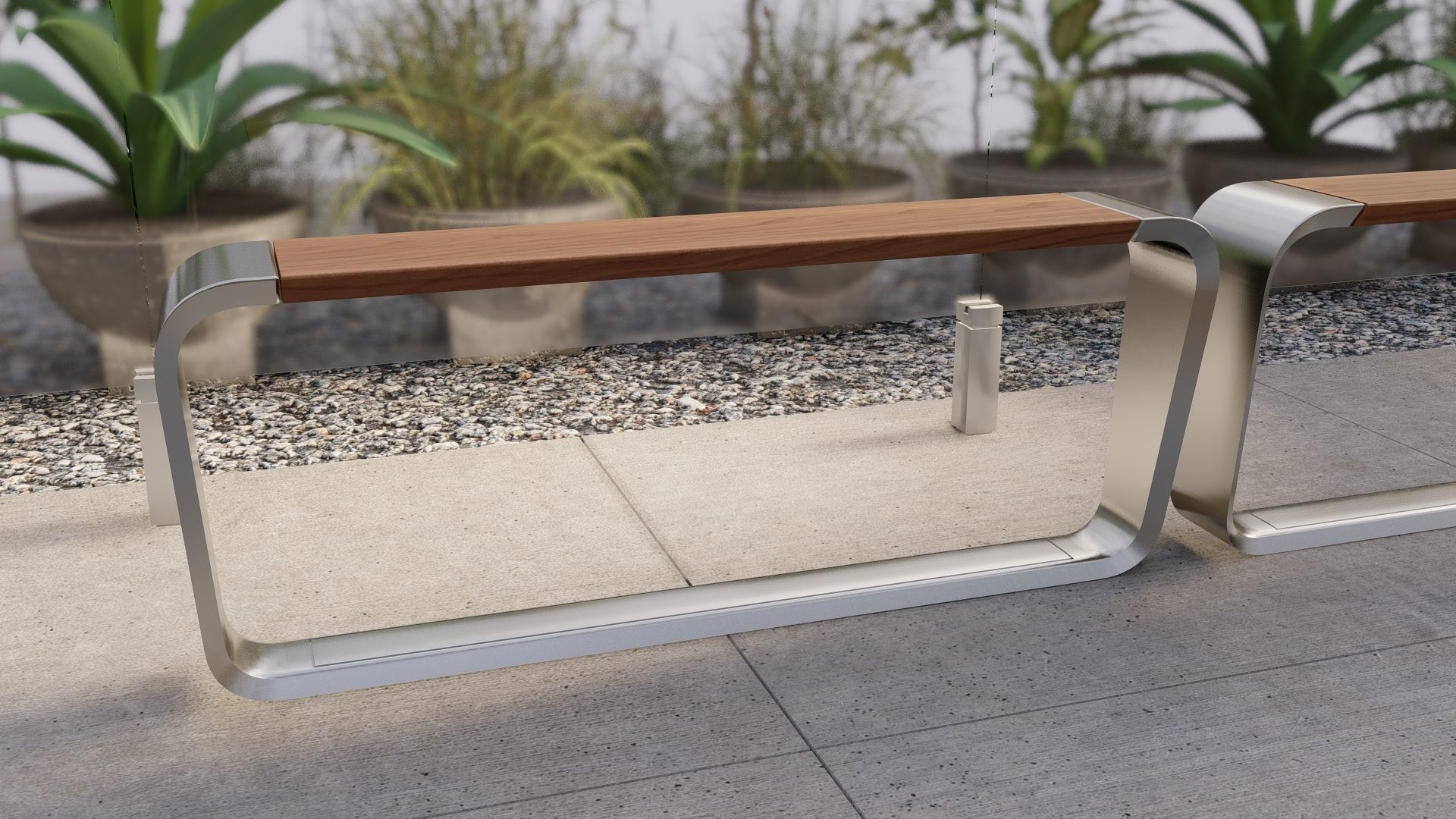 Contemporary public bench METRO40 CONNECT RAILS 3D model | CGTrader