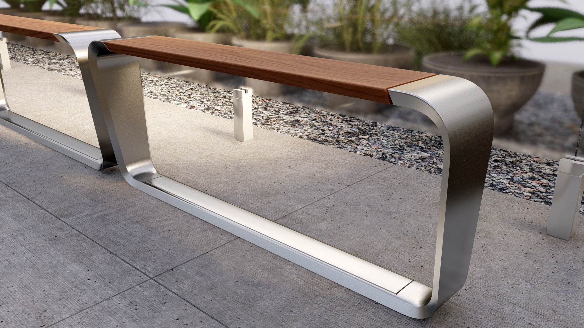 Contemporary public bench METRO40 CONNECT RAILS 3D model | CGTrader